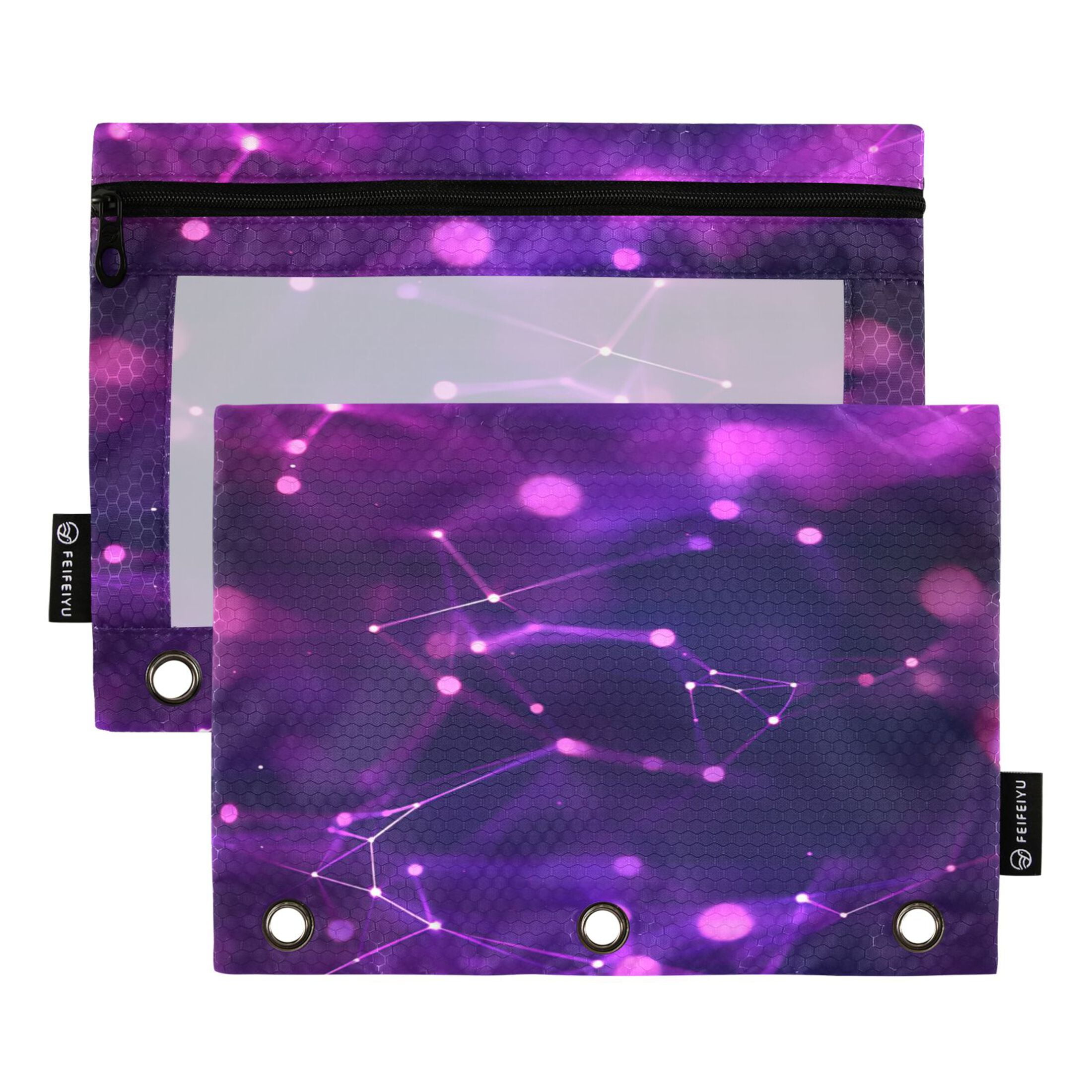 2 Pack Flip Folders with Clear PVC Window Binder Pouches 3-Ring Binder ...
