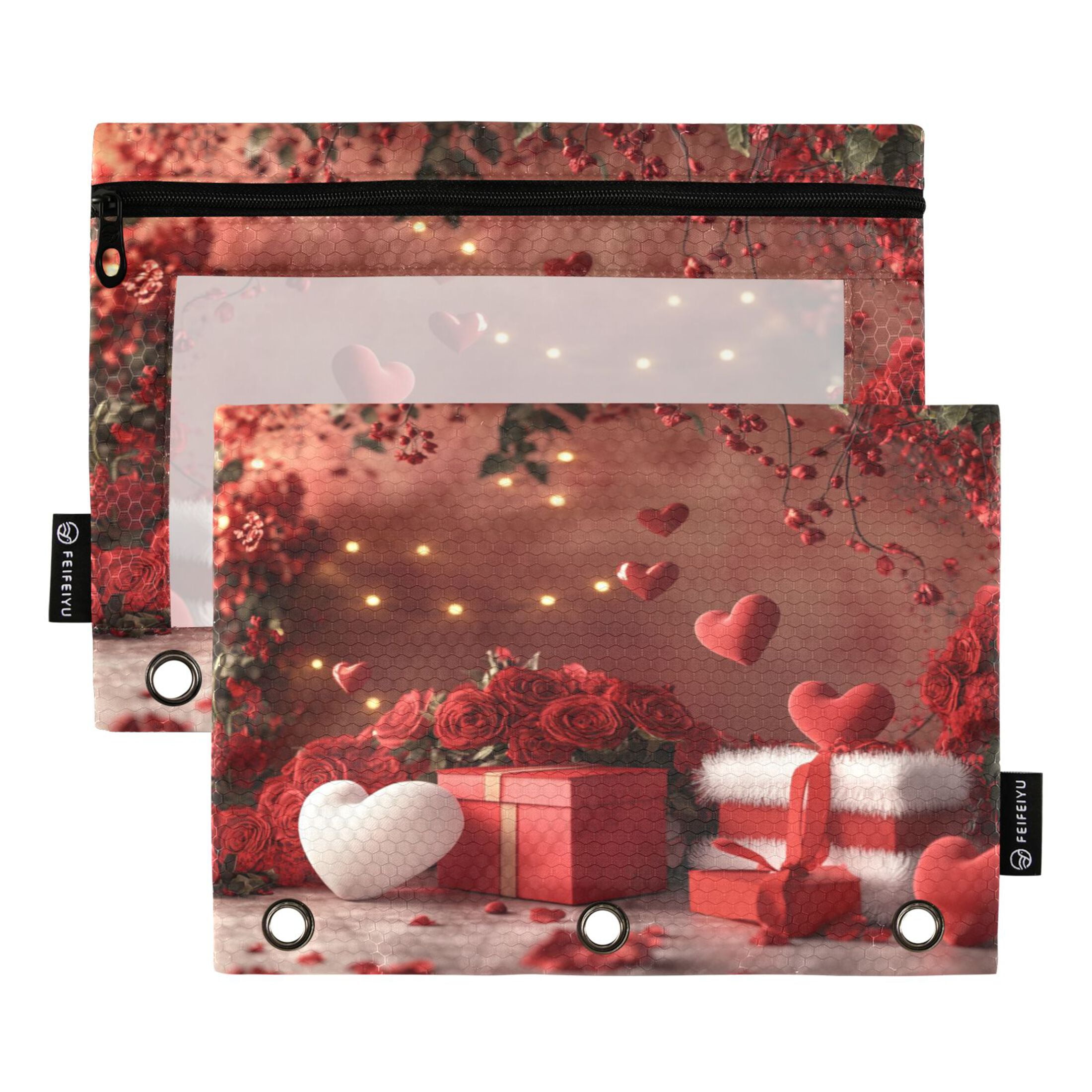 2 Pack Flip Folders with Clear PVC Window Binder Pouches 3-Ring Binder ...