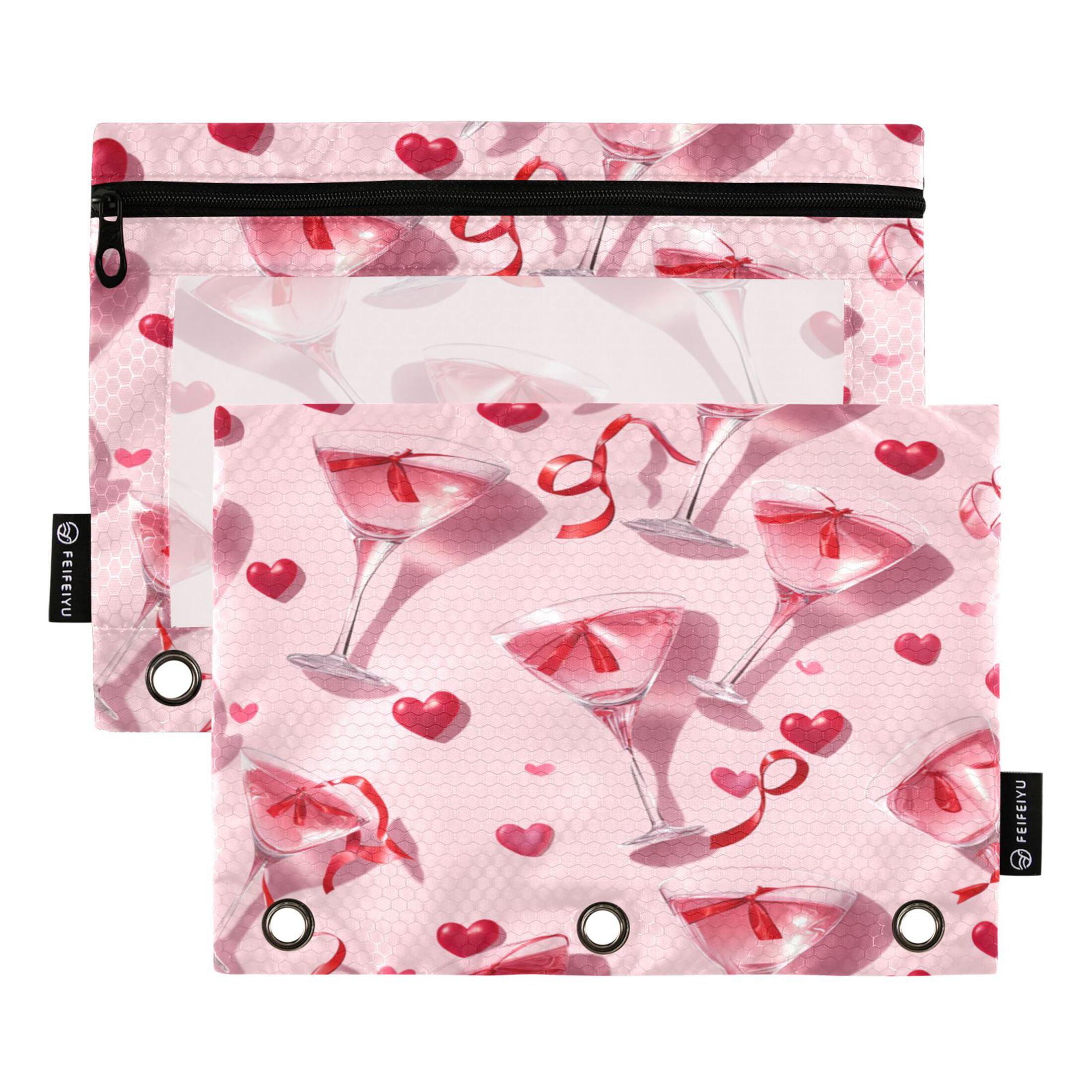 2 Pack Flip Folders with Clear PVC Window Binder Pouches 3-Ring Binder ...