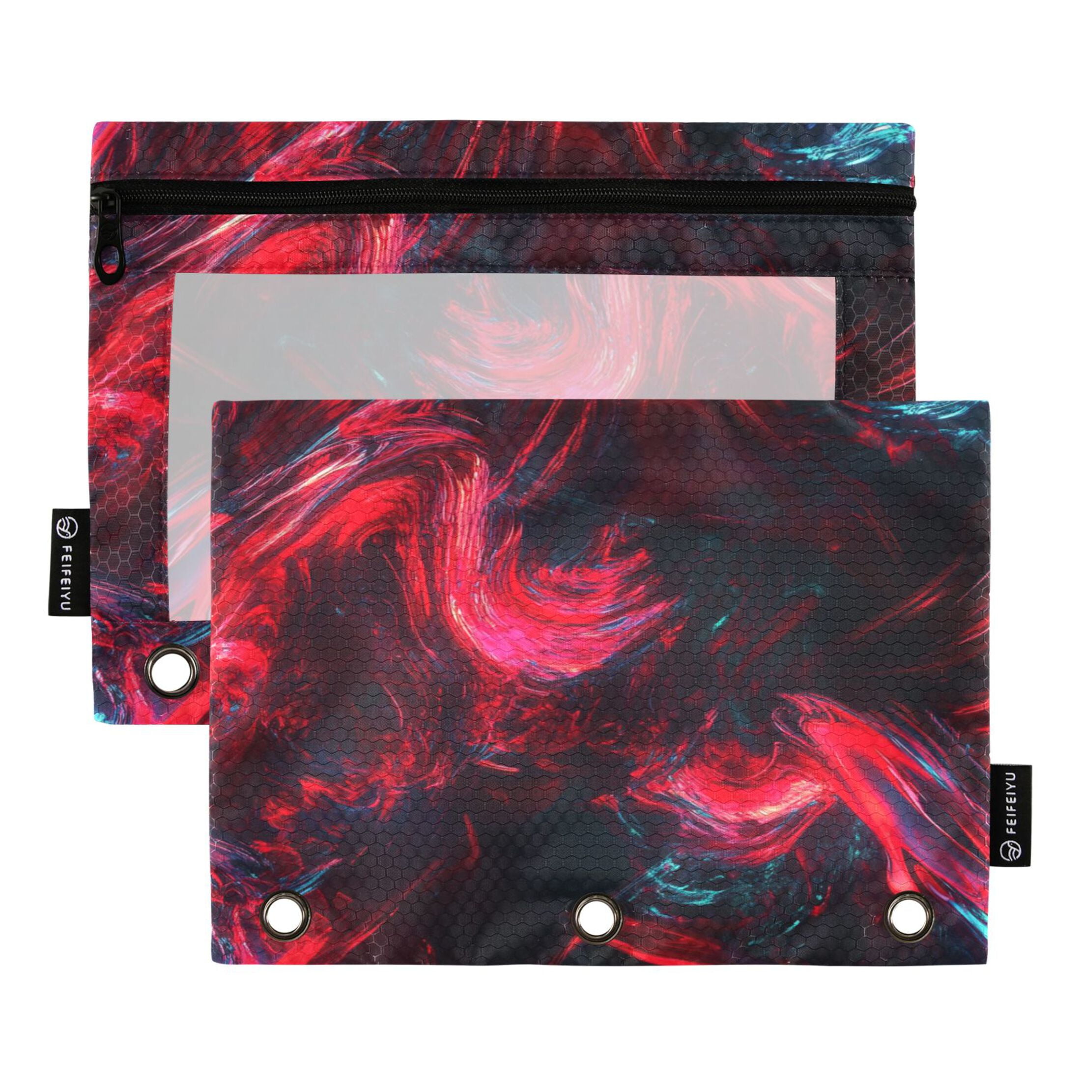 2 Pack Flip Folders with Clear PVC Window Binder Pouches 3-Ring Binder ...