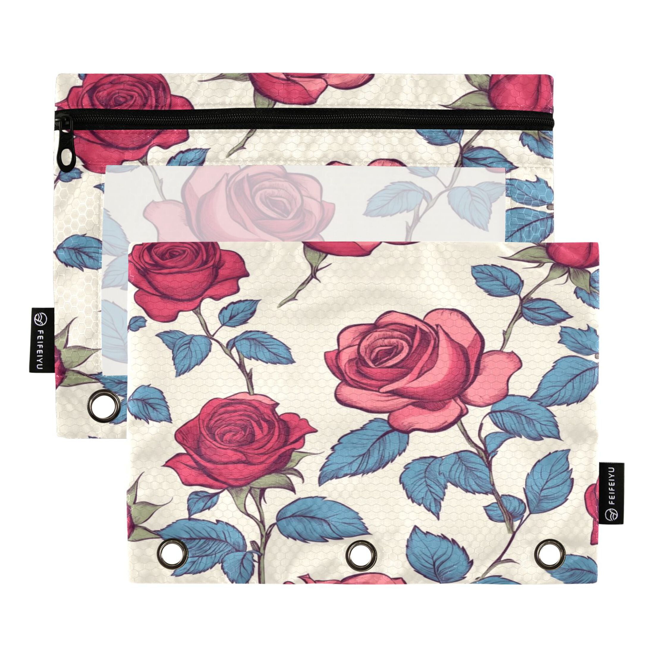 2 Pack Flip Folders with Clear PVC Window Binder Pouches 3-Ring Binder ...