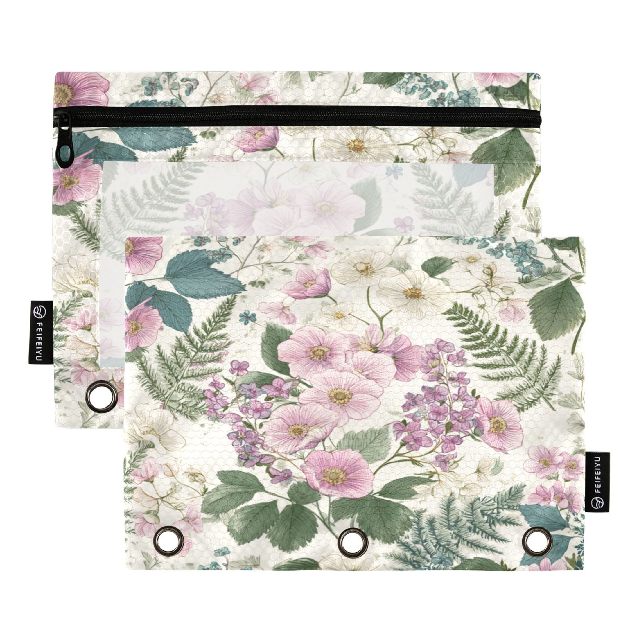 2 Pack Flip Folders with Clear PVC Window Binder Pouches 3-Ring Binder ...