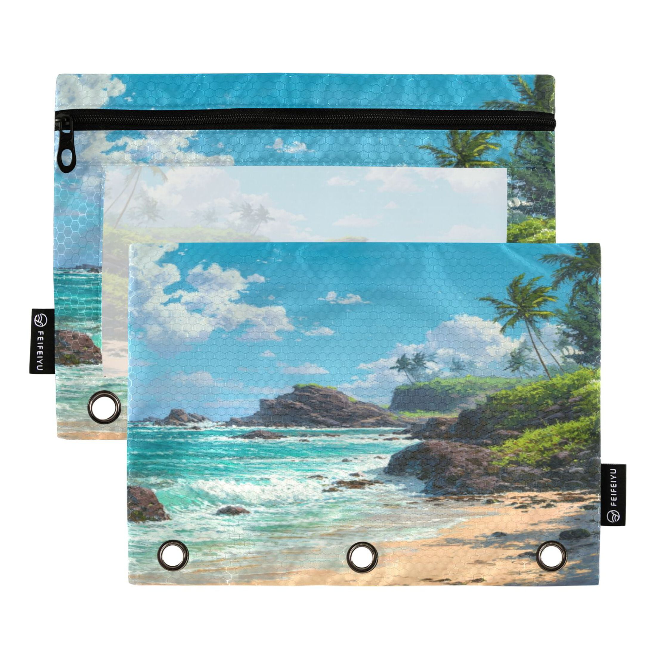 2 Pack Flip Folders with Clear PVC Window Binder Pouches 3-Ring Binder ...