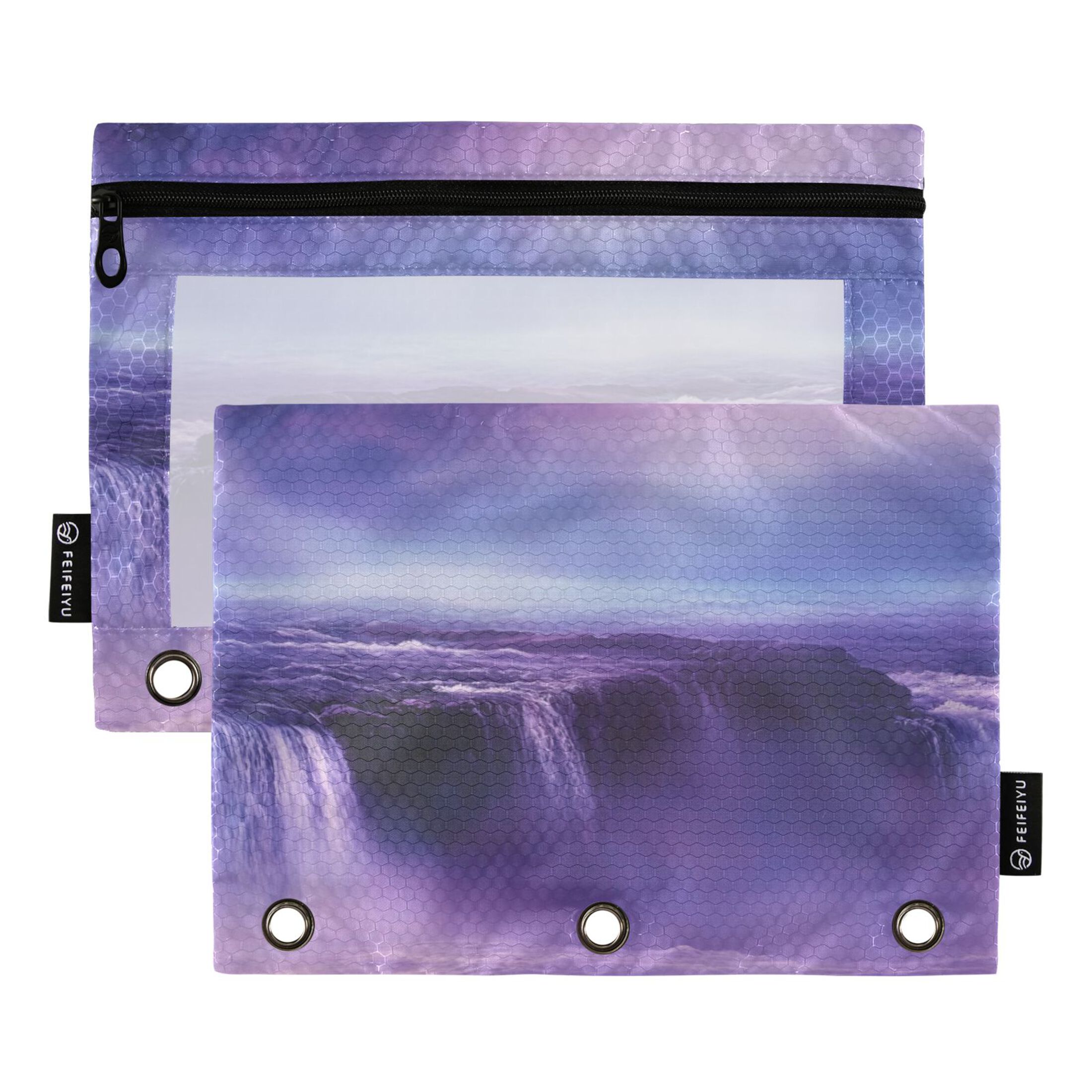 2 Pack Flip Folders with Clear PVC Window Binder Pouches 3-Ring Binder ...