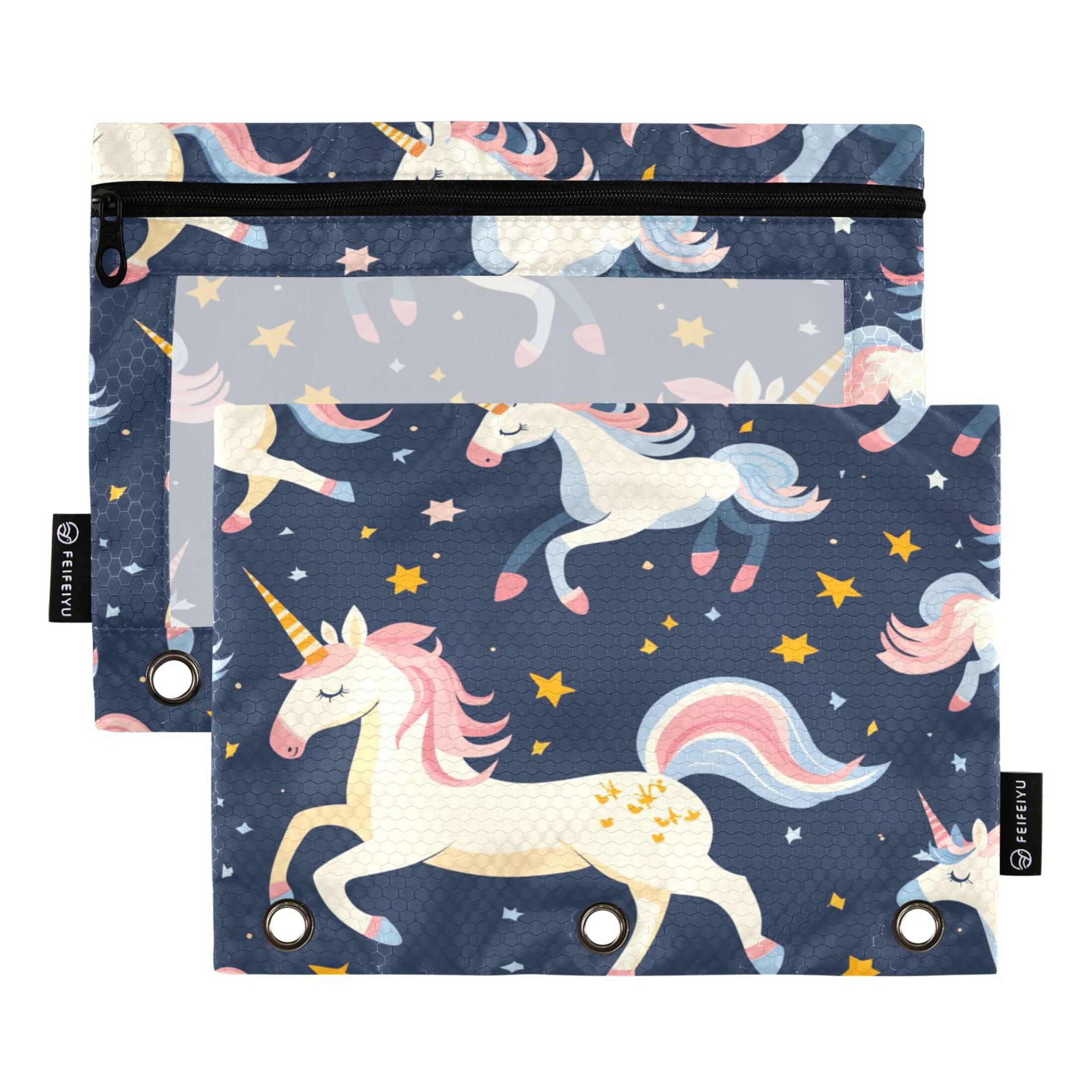 2 Pack Flip Folders with Clear PVC Window Binder Pouches 3-Ring Binder ...