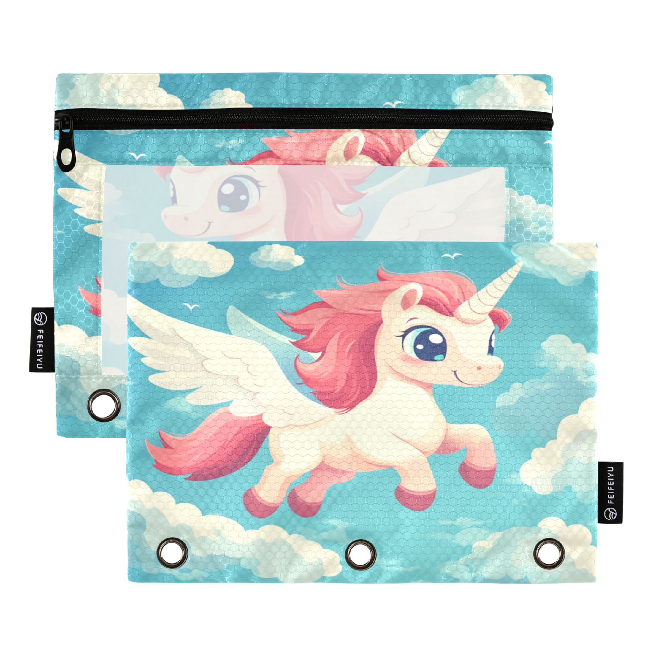 2 Pack Flip Folders with Clear PVC Window Binder Pouches 3-Ring Binder ...