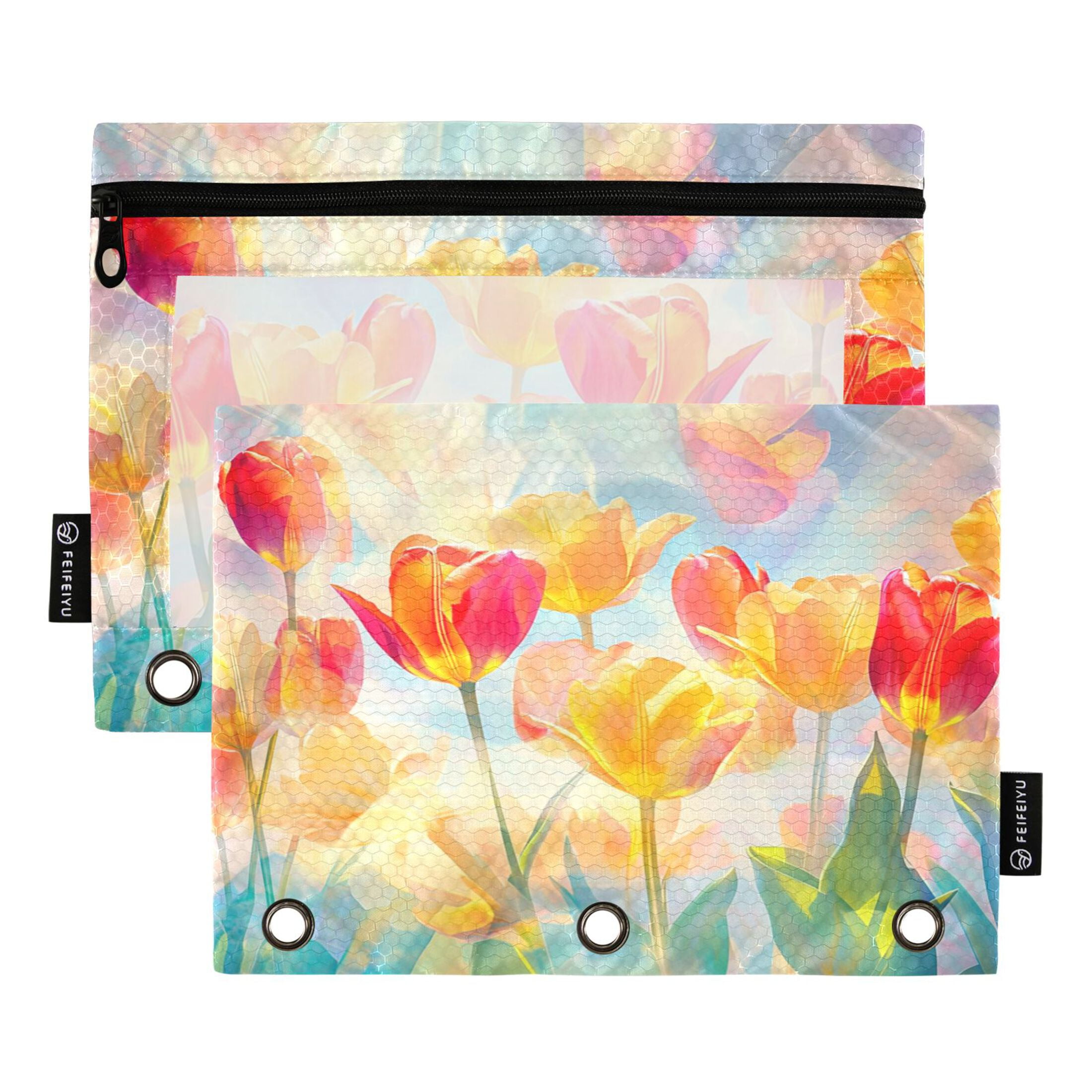 2 Pack Flip Folders with Clear PVC Window Binder Pouches 3-Ring Binder ...