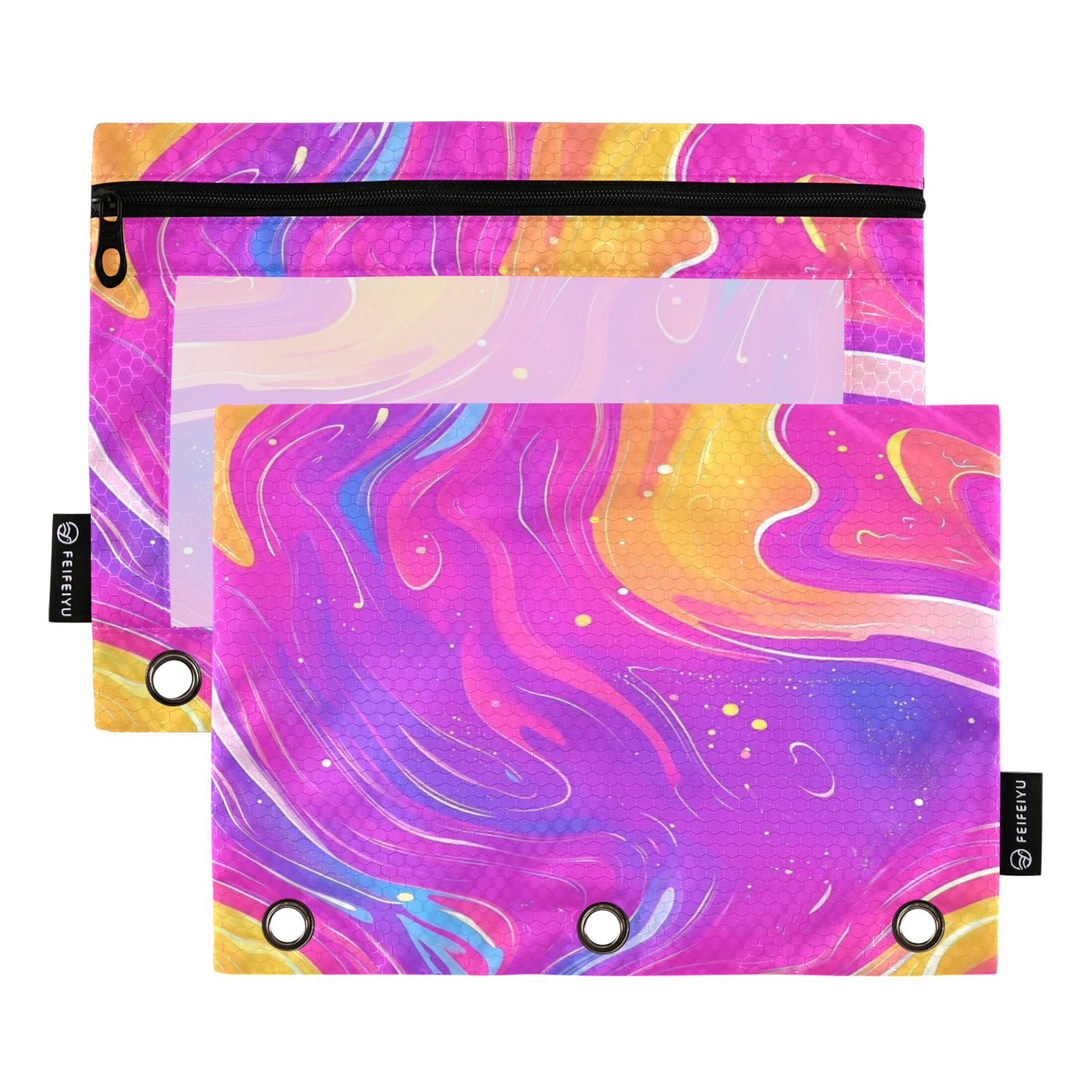 2 Pack Flip Folders with Clear PVC Window Binder Pouches 3-Ring Binder ...