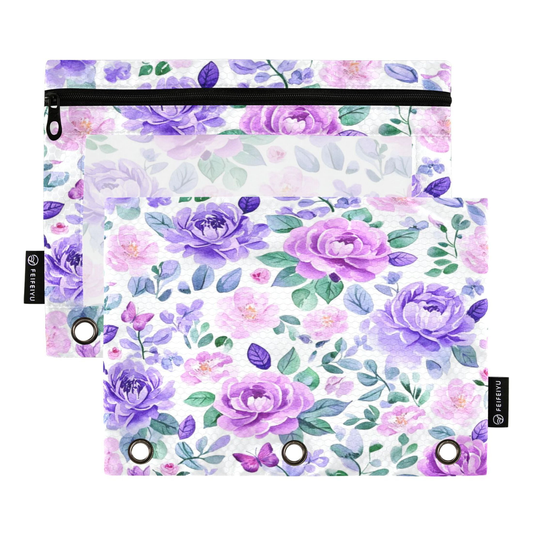 2 Pack Flip Folders with Clear PVC Window Binder Pouches 3-Ring Binder ...