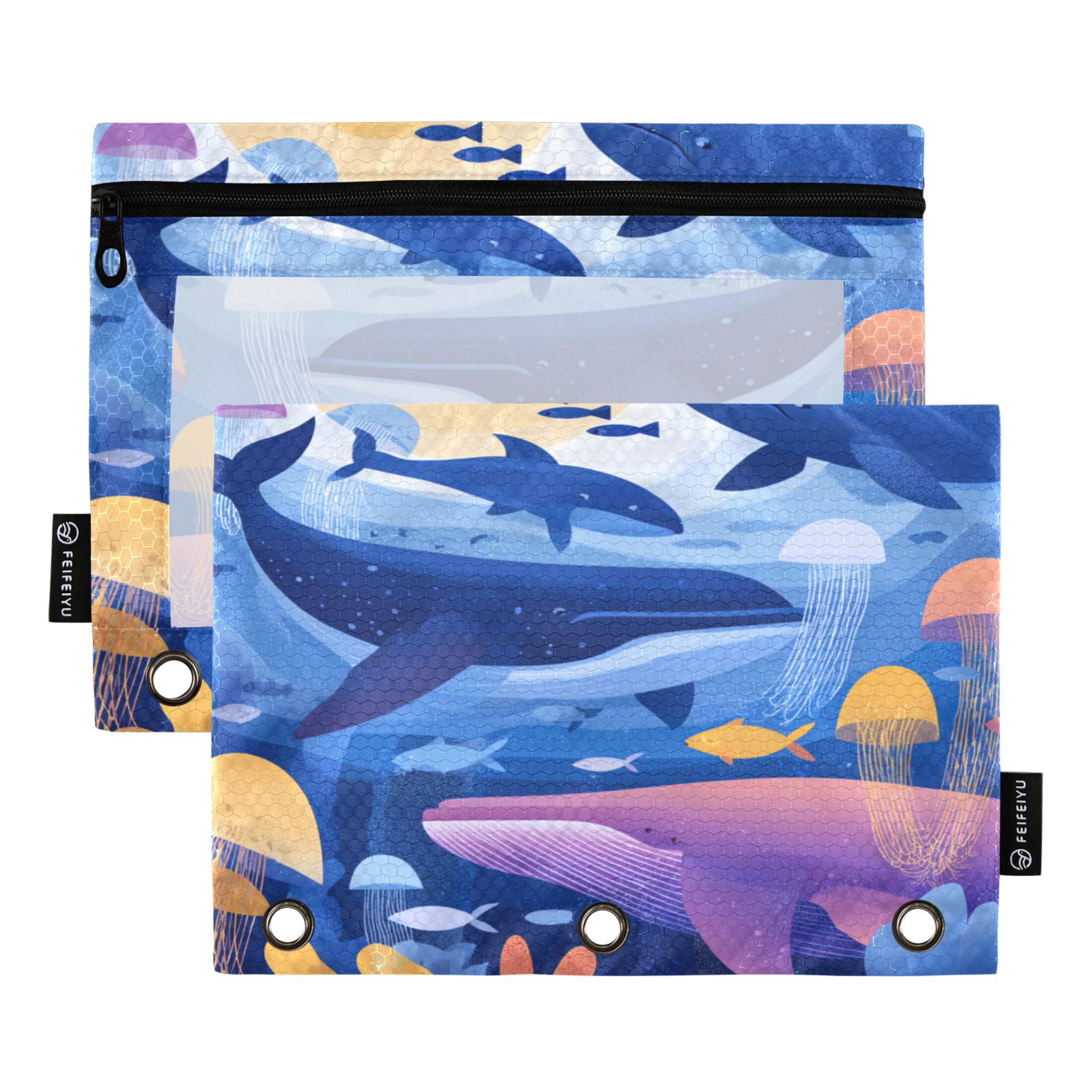 2 Pack Flip Folders with Clear PVC Window Binder Pouches 3-Ring Binder ...