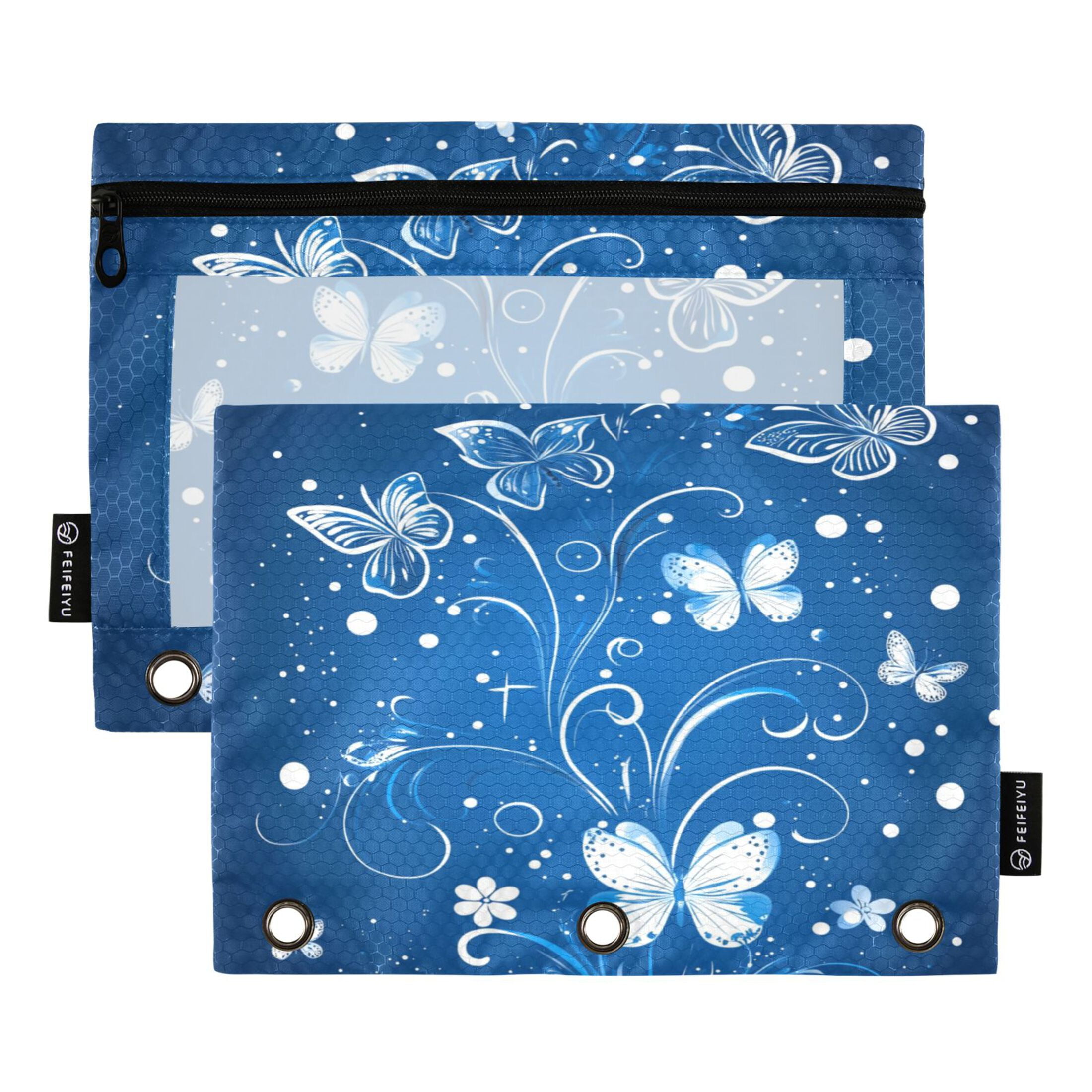2 Pack Flip Folders with Clear PVC Window Binder Pouches 3-Ring Binder ...