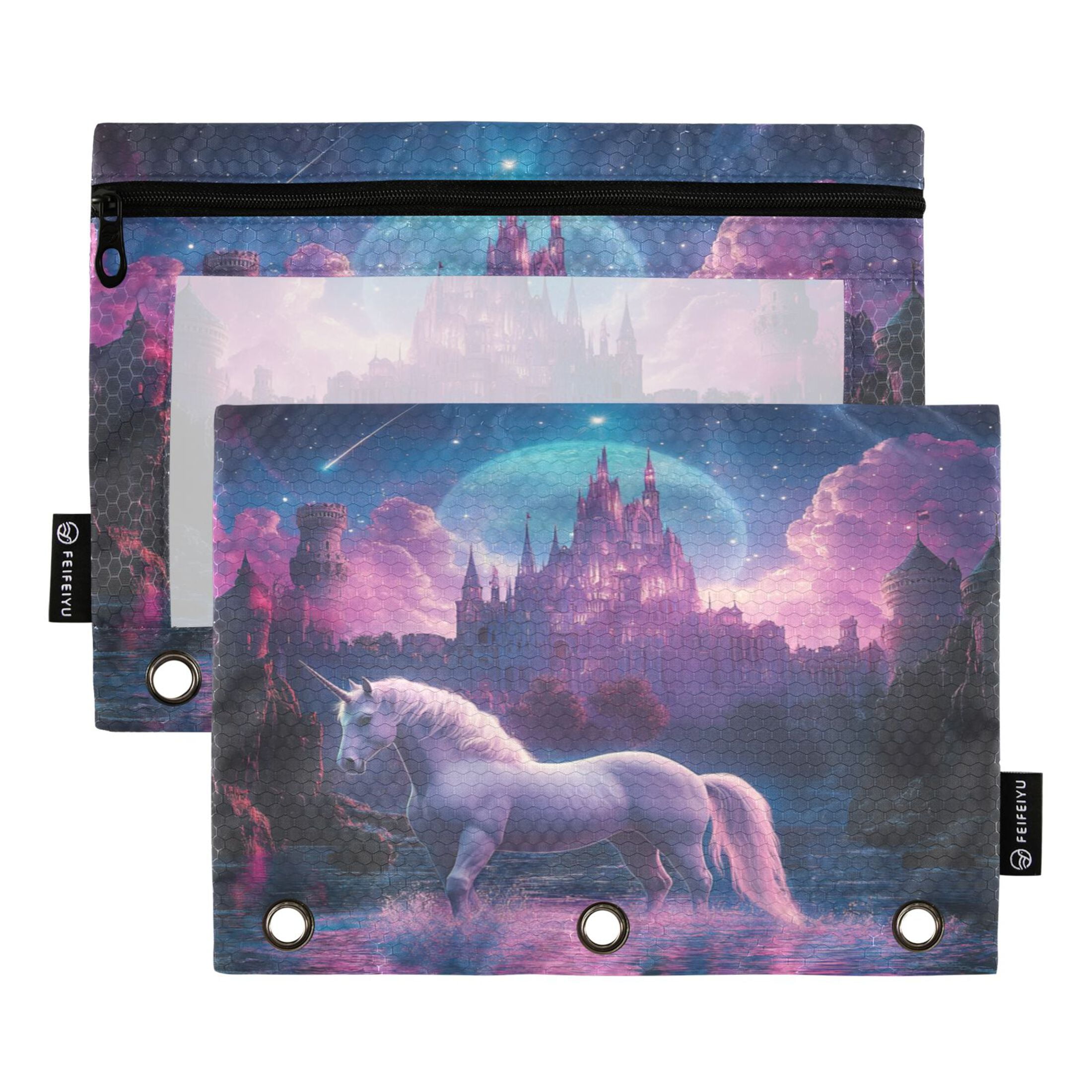 2 Pack Flip Folders with Clear PVC Window Binder Pouches 3-Ring Binder ...