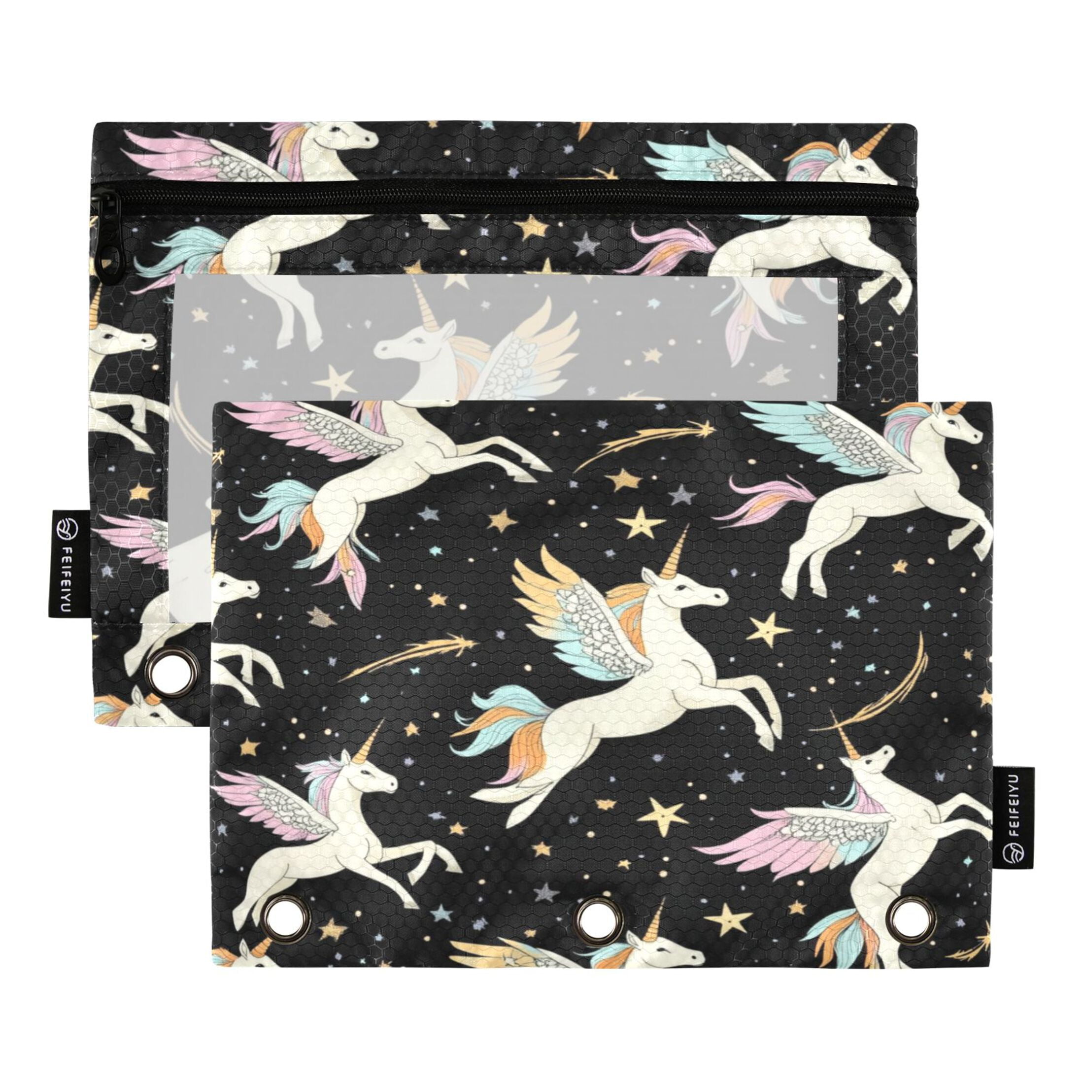 2 Pack Flip Folders with Clear PVC Window Binder Pouches 3-Ring Binder ...