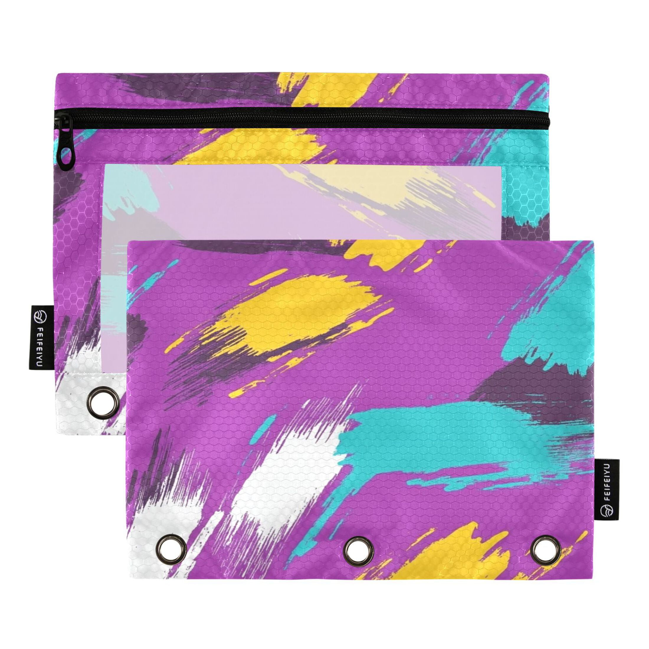 2 Pack Flip Folders with Clear PVC Window Binder Pouches 3-Ring Binder ...