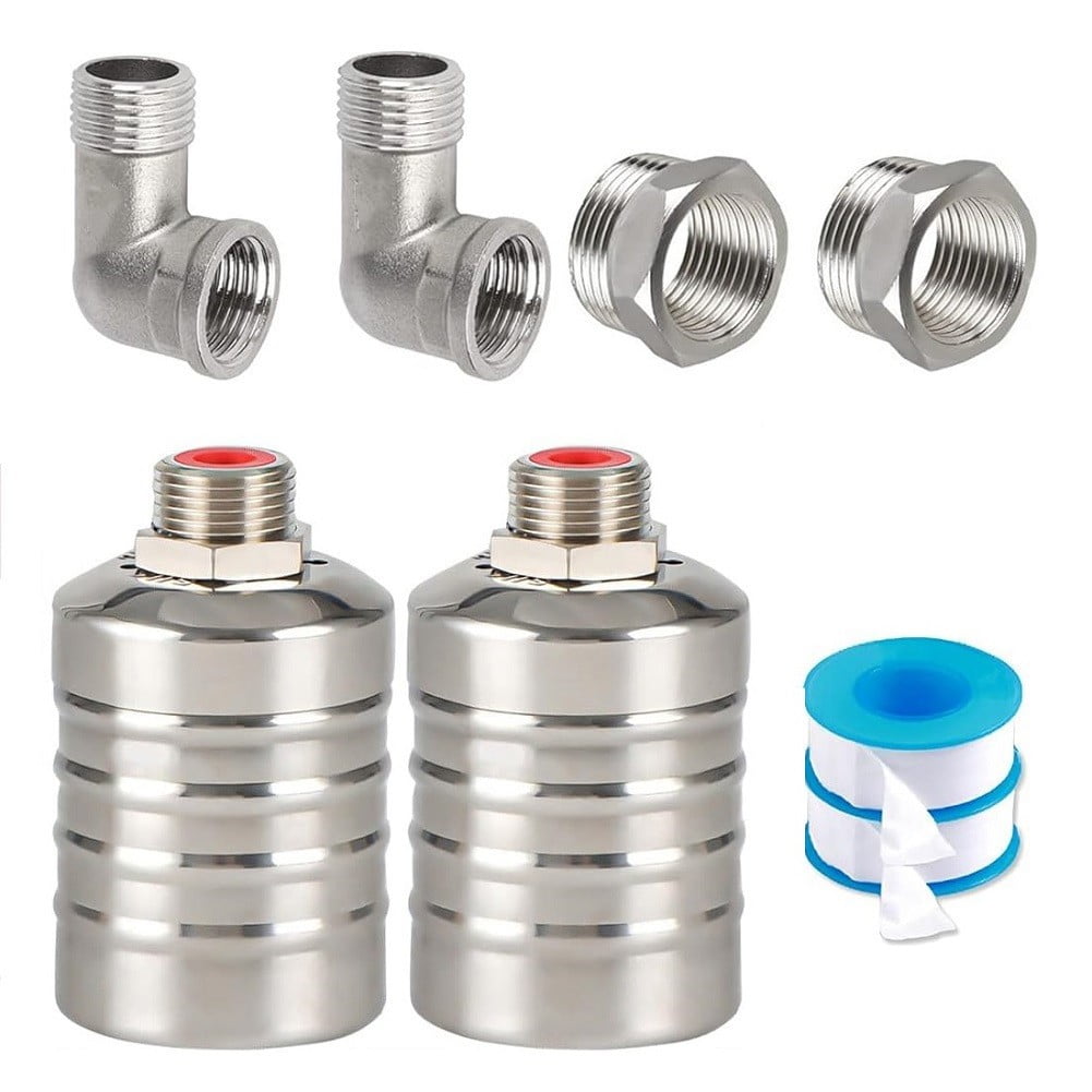 2 Pack Float Valve Stainless Steel Fully Automatic Water Level Control ...