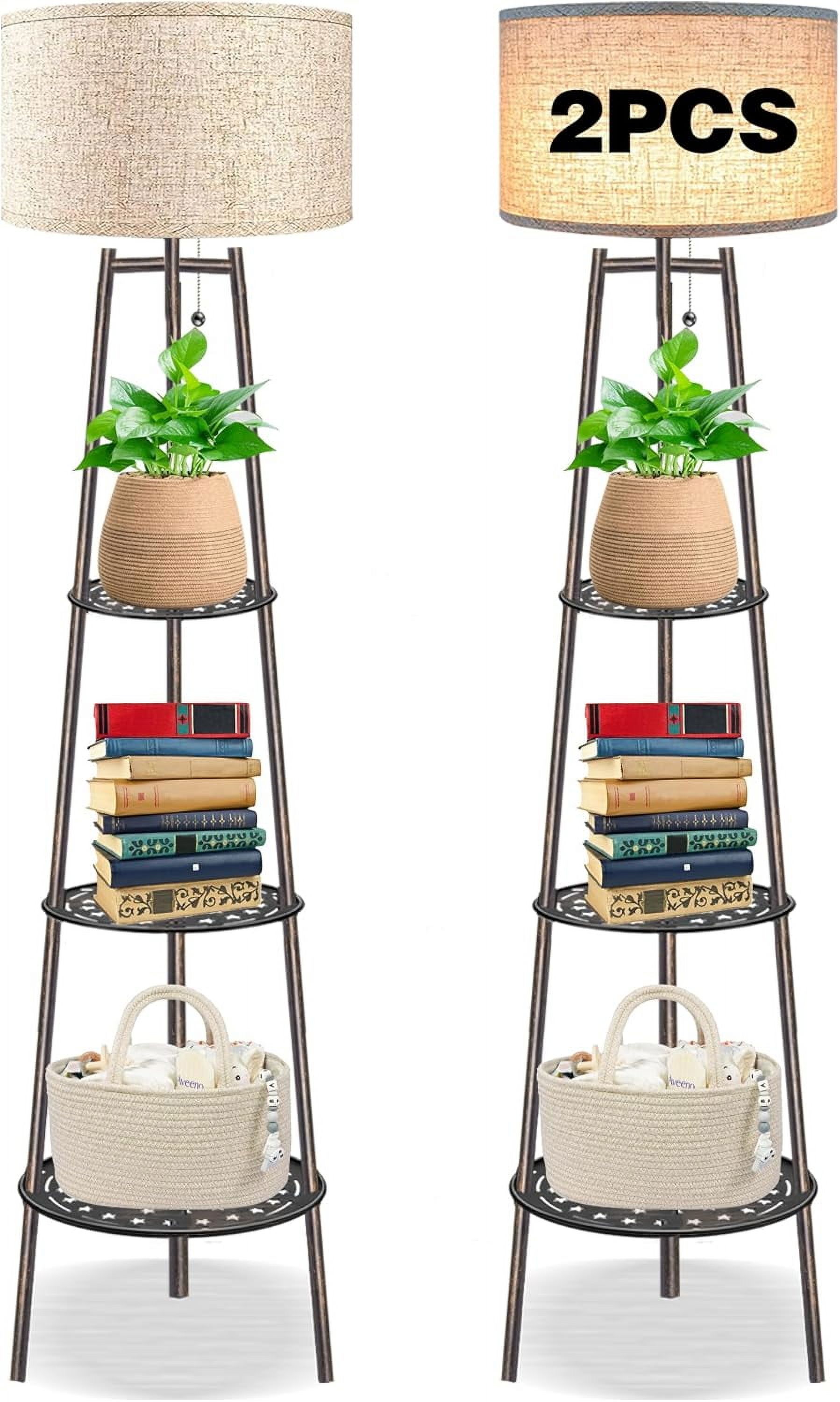 2 Pack Floor Lamp with Shelves for Living Room， Standing Lamp，Tall Lamp ...
