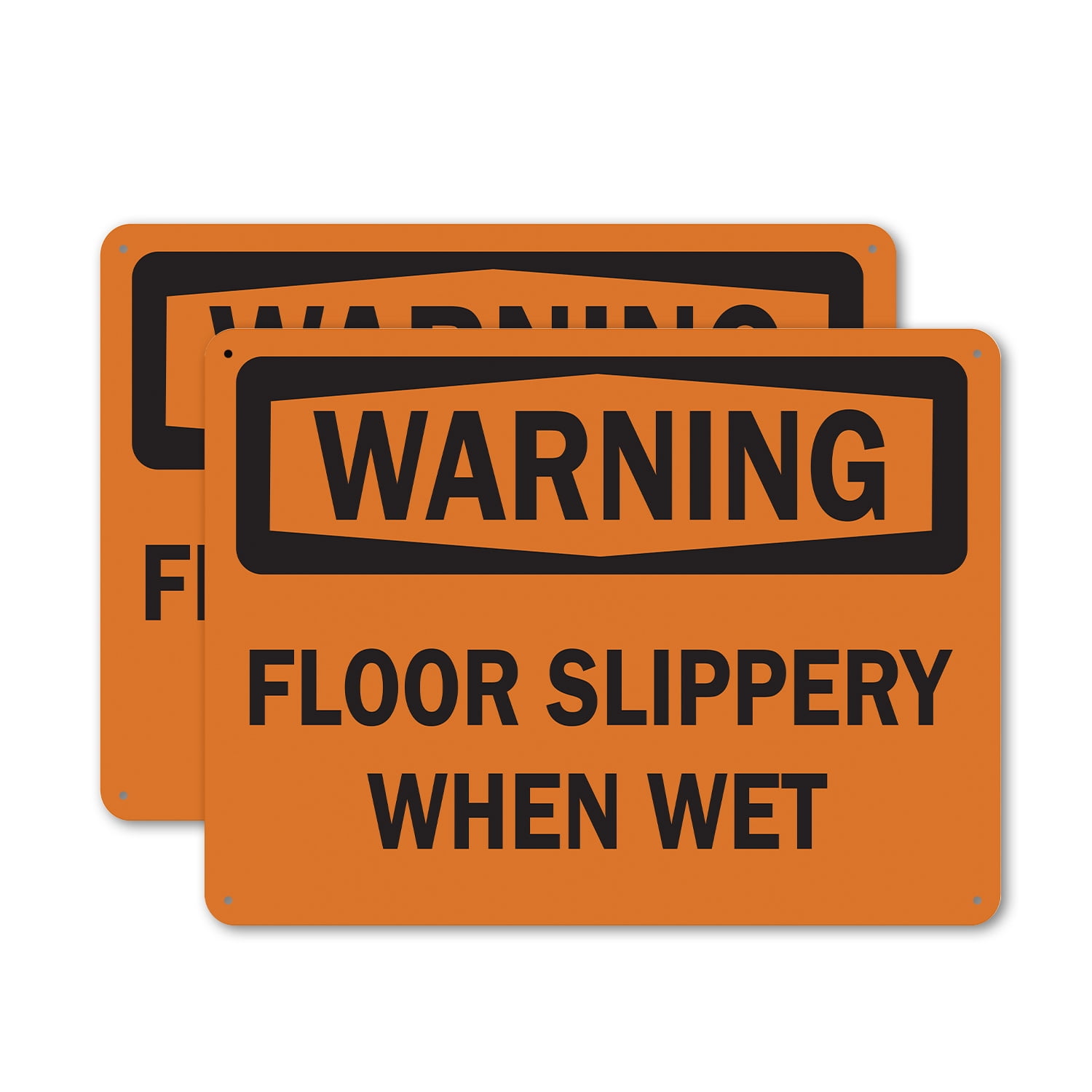 (2 Pack) Floor Slippery When Wet OSHA Warning Sign 14 Inch X 10 Inch ...