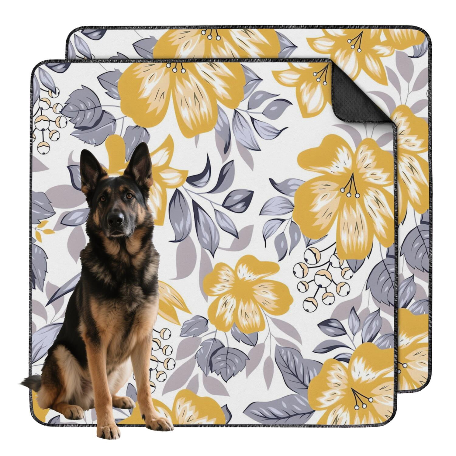 2-Pack Floral Design Pet Floor Mats, Washable Reusable House Training ...