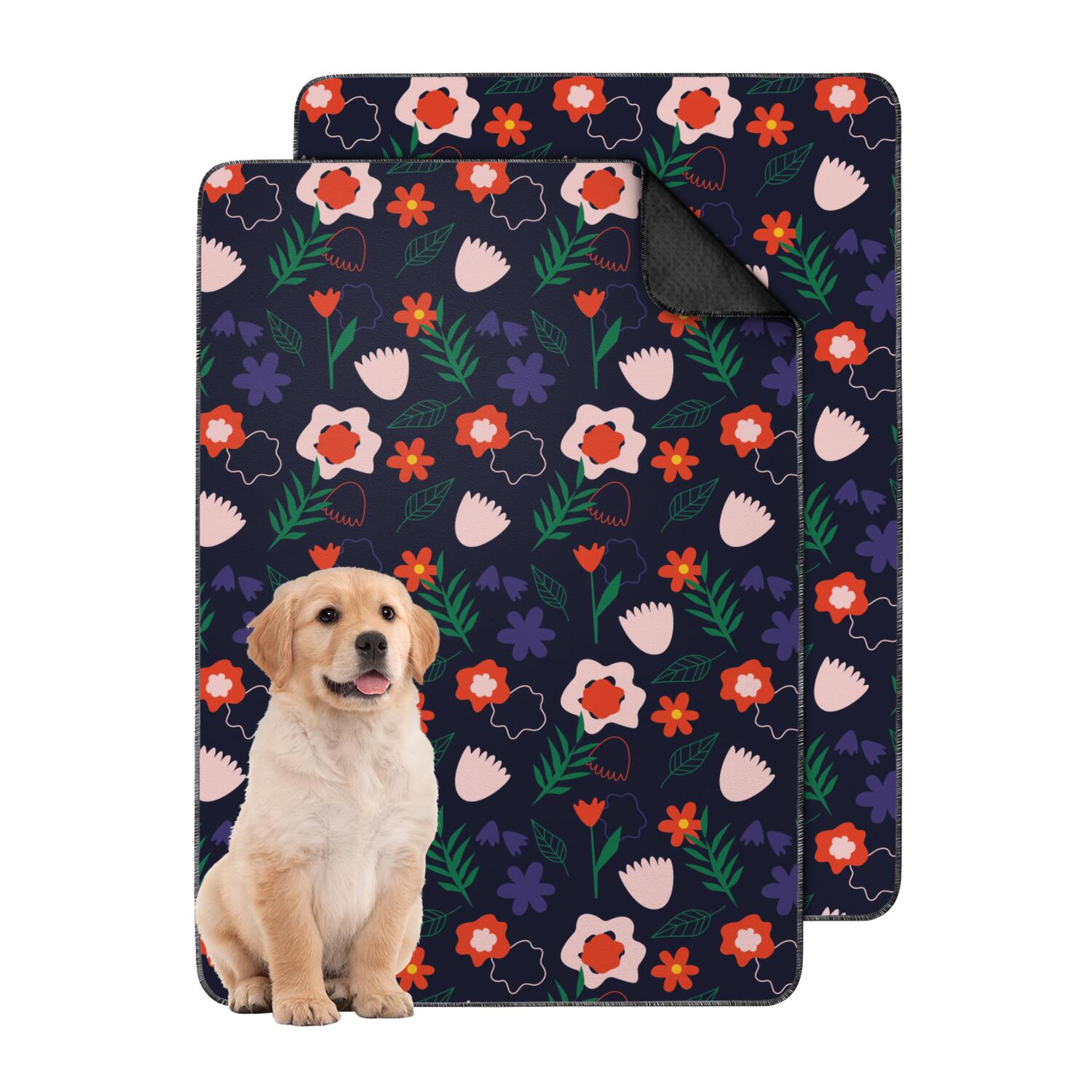 2-Pack Floral Pet Housebreaking Pads, Washable Reusable Puppy Training ...
