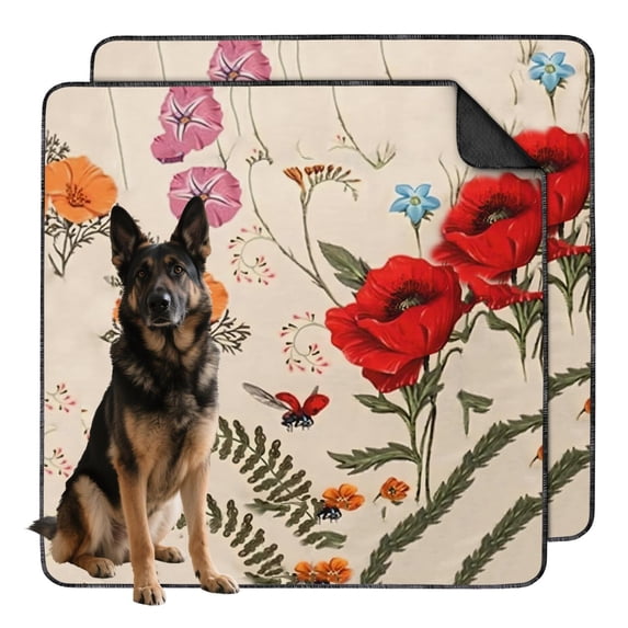 2-Pack Floral Washable Pet Training Mats 48x48 Inch Reusable Puppy Pads ...