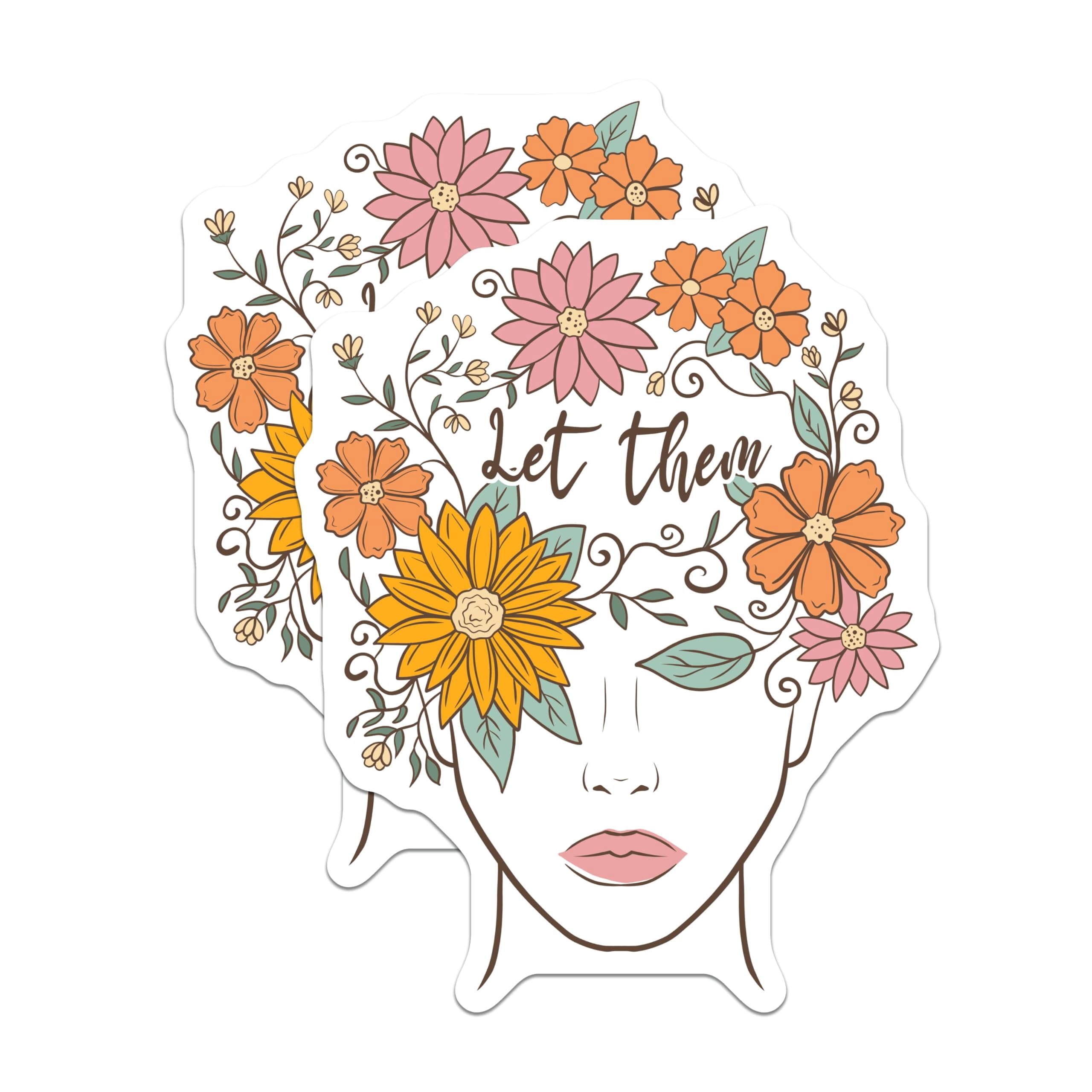 (2 Pack) Floral Woman Face Magnets - Let Them Bloom Decor - Bohemian ...