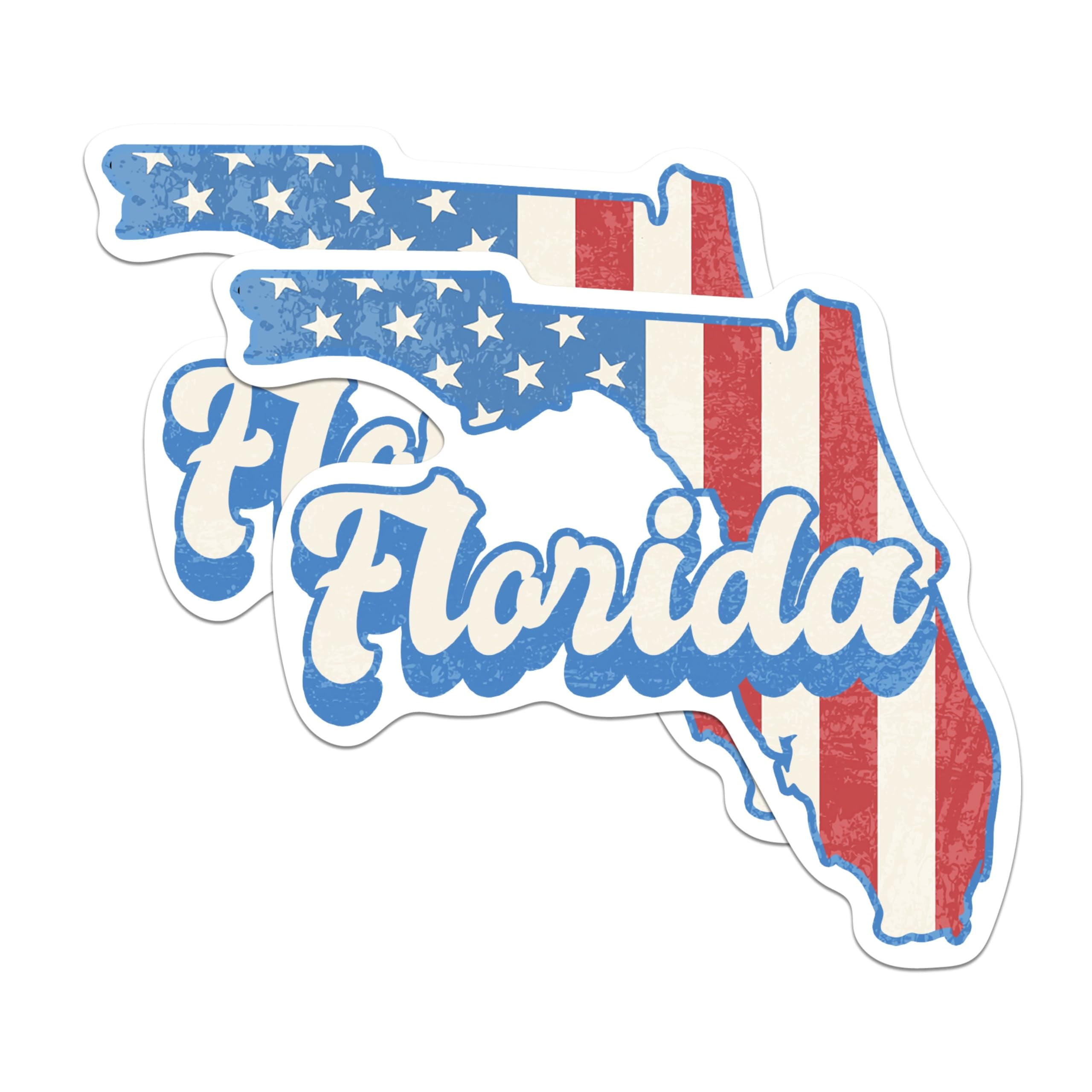(2 Pack) Florida State Outline Magnets - FL State Shape with USA Flag ...