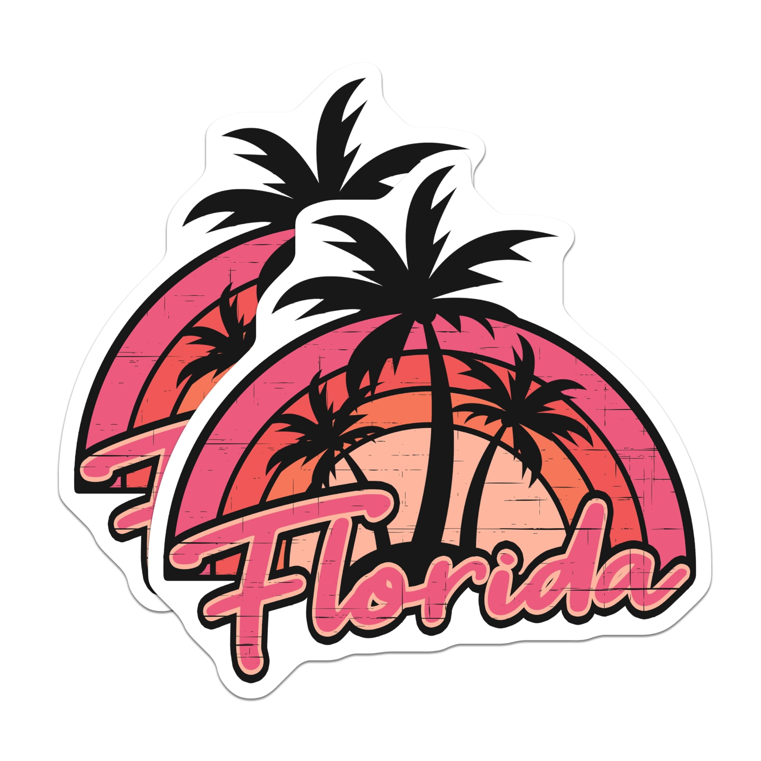 (2 Pack) Florida Stickers - Retro Palm Trees - Sunshine State Souvenir ...