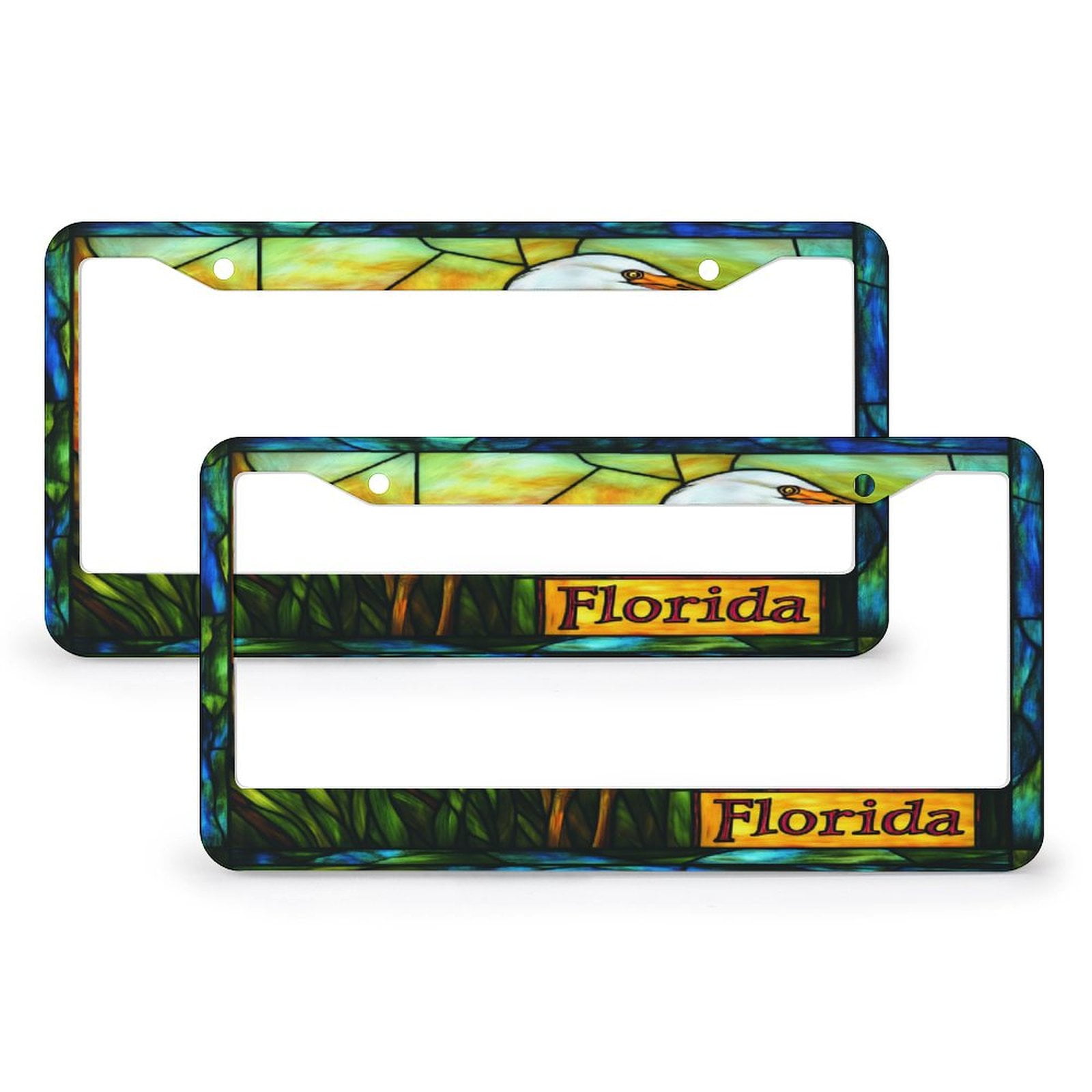 2 Pack Florida Travel Gift Egret Wildlife License Plate Frames White ...
