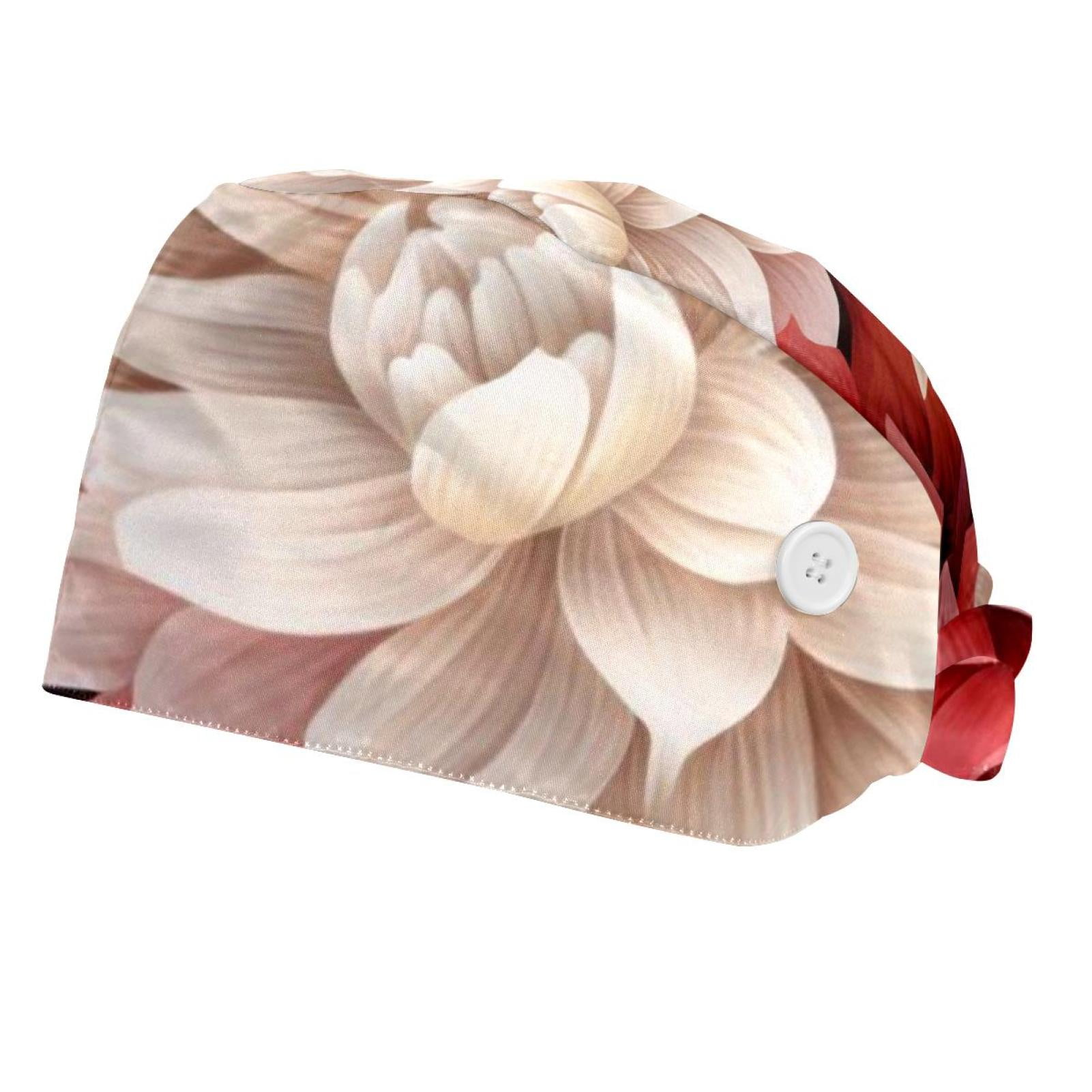 2 Pack Flower Petal Adjustable Bouffant Caps Hats Working Cap - Walmart.com