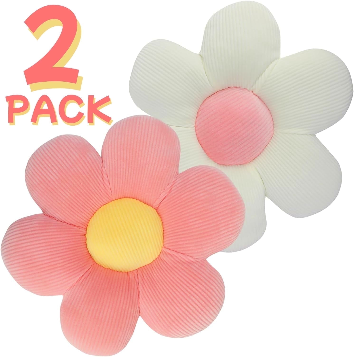 QKURT Flower Pillows 16 inch Soft Plush Flower Shaped Floor Cushions ...