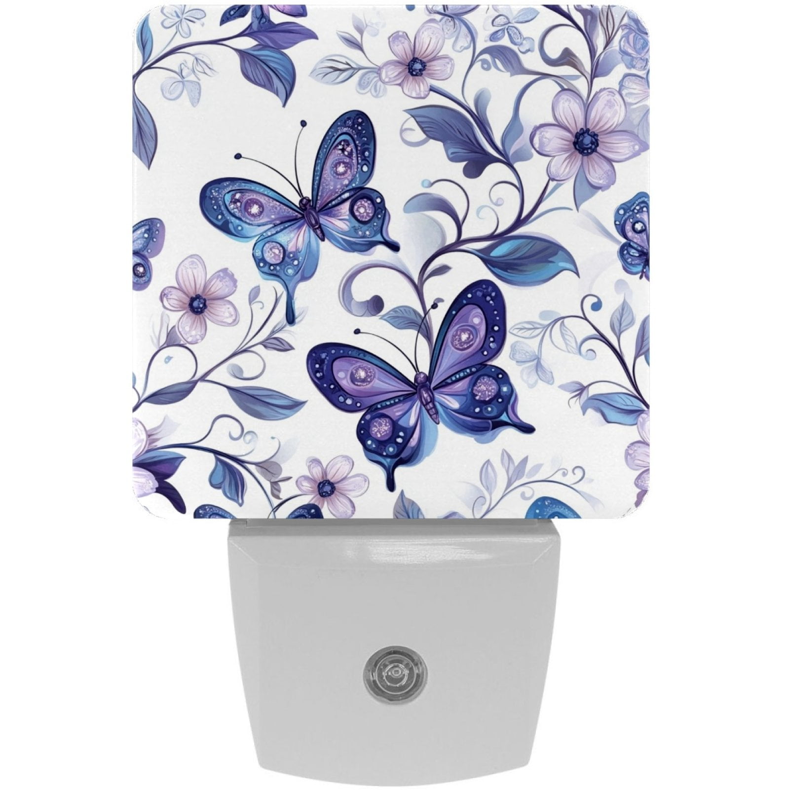 2 Pack Flowers and Butterflies Square LED Night Light 0.5W Plastic ...