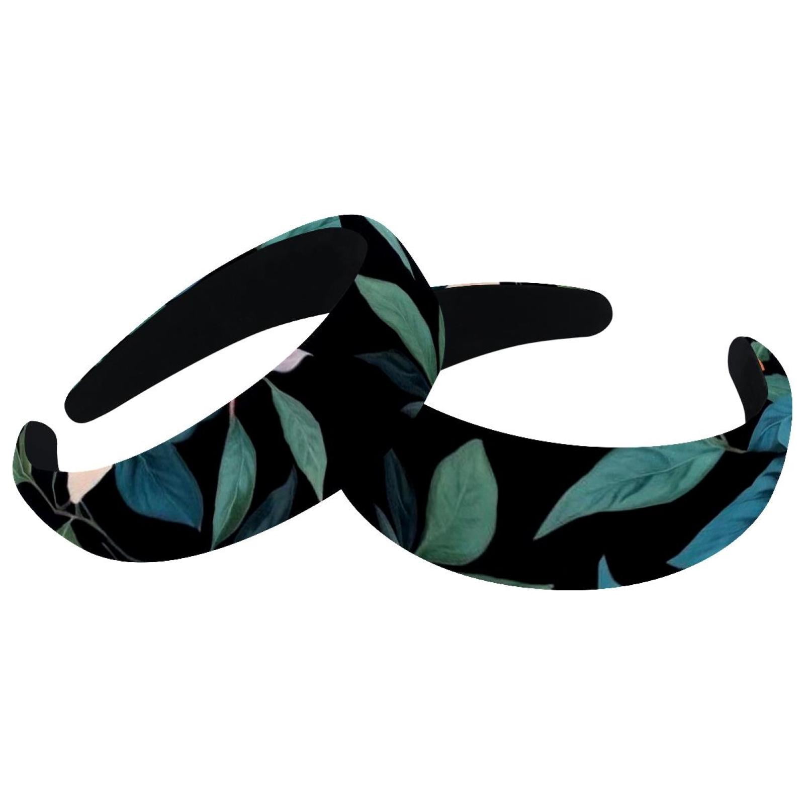 2 Pack Flowers and Green Leaves Headbands -Wide Fashion Head Bands for ...