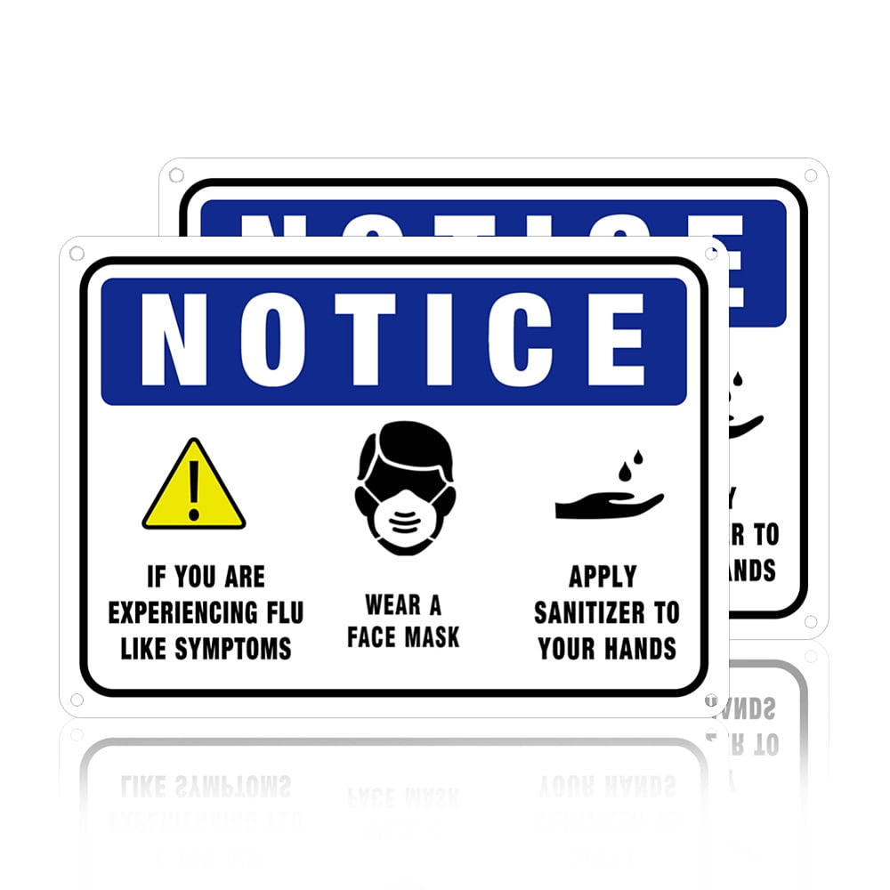 2 Pack Flu Prevention Notice Warning Signs 7x10 inches 30 Mil Aluminum ...