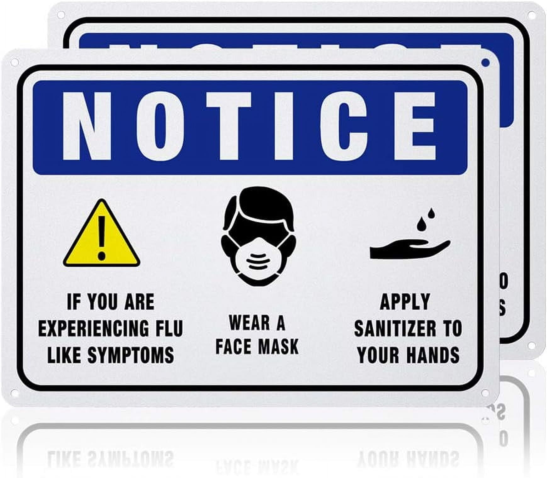 2 Pack Flu Prevention Notice Warning Signs 7x10 inches 40 Mil Aluminum ...