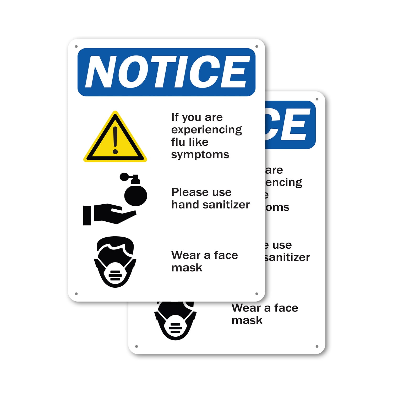 (2 Pack) Flu Symptoms OSHA Notice Sign 18 Inch X 24 Inch Indoor ...