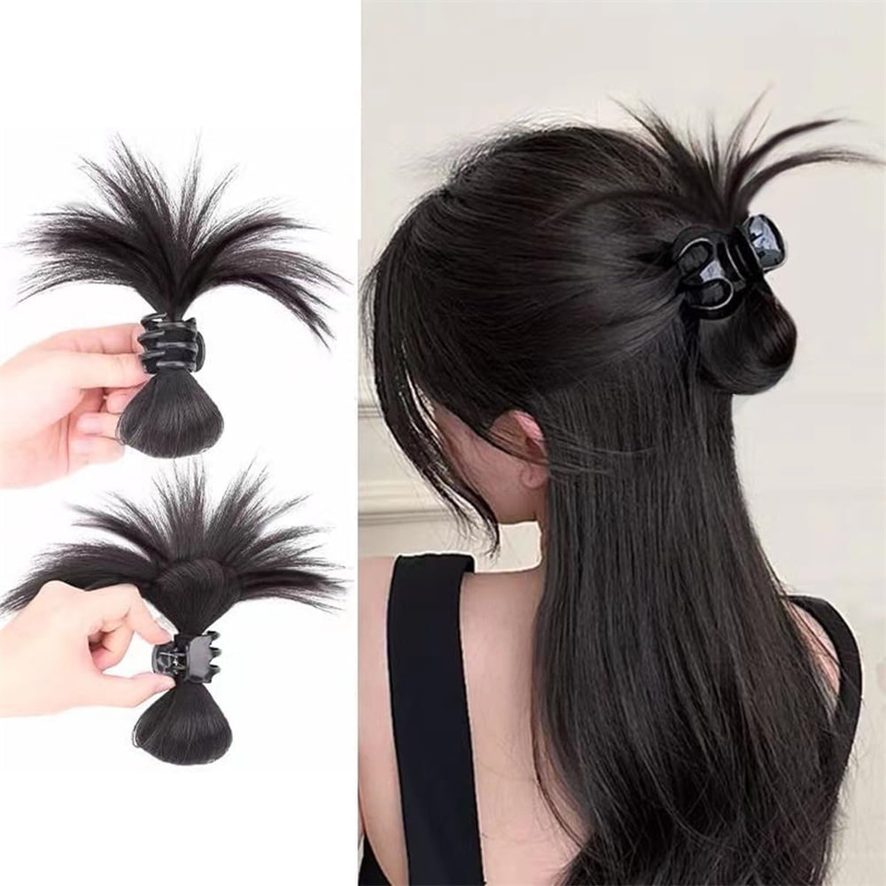 2 Pack Fluffy Chicken Nest Hair Grab,High Ponytail Claw Clip,Messy Bun ...