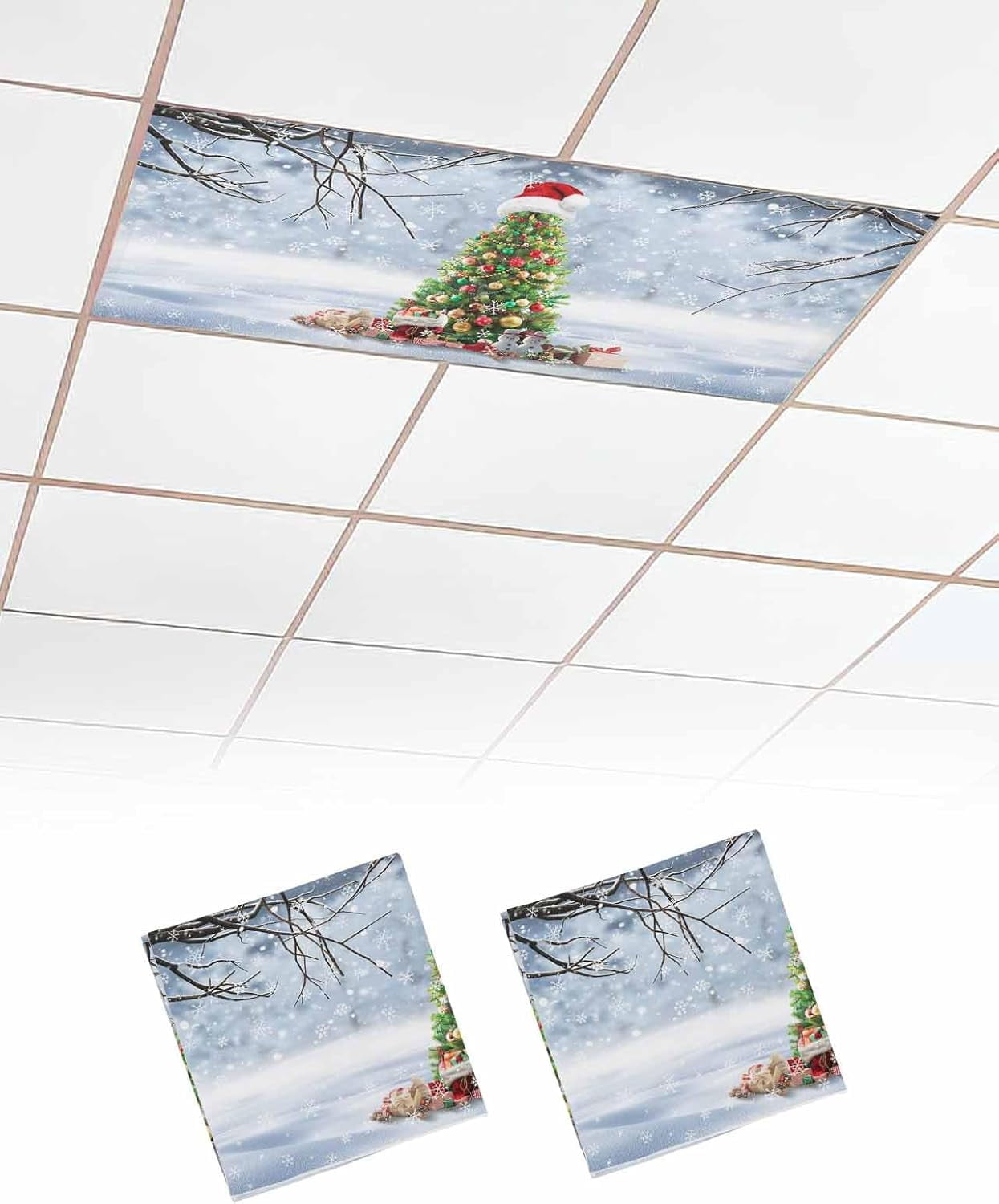 2 Pack Fluorescent Light Cover for Classroom Ceiling, Christmas Tree ...