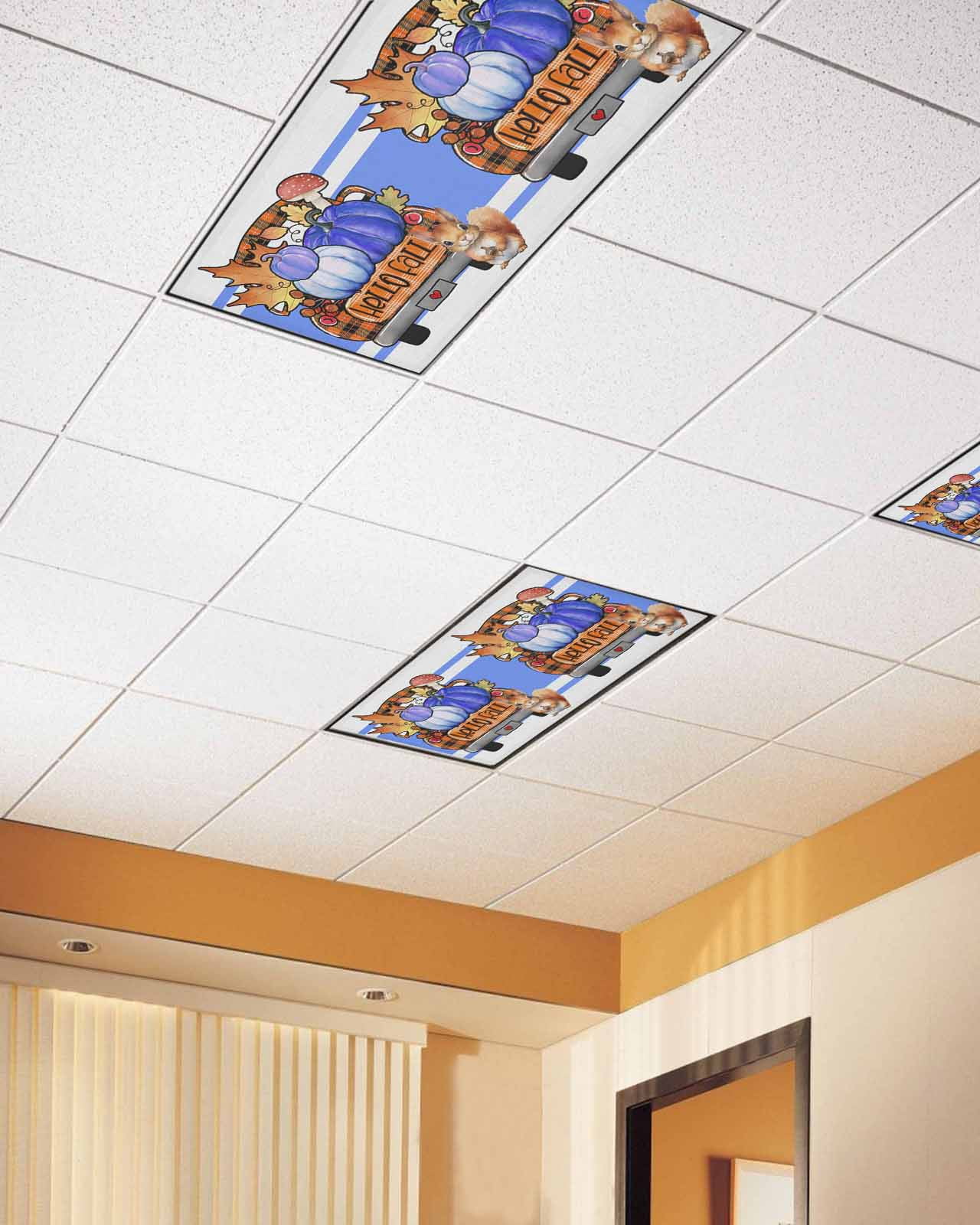 2 Pack Fluorescent Light Covers, 4 x 2 Feet, Checkered Brown Car with ...