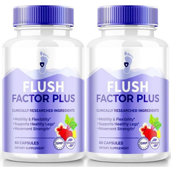 (2 Pack) Flush Factor Plus Capsules, Maximum Strength Formula for Strength and Mobility, All ...