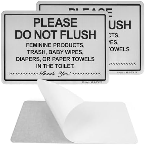2 Pack Do Not Flush Sign for Bathroom, 9" x 6" Self-adhesive Do Not ...