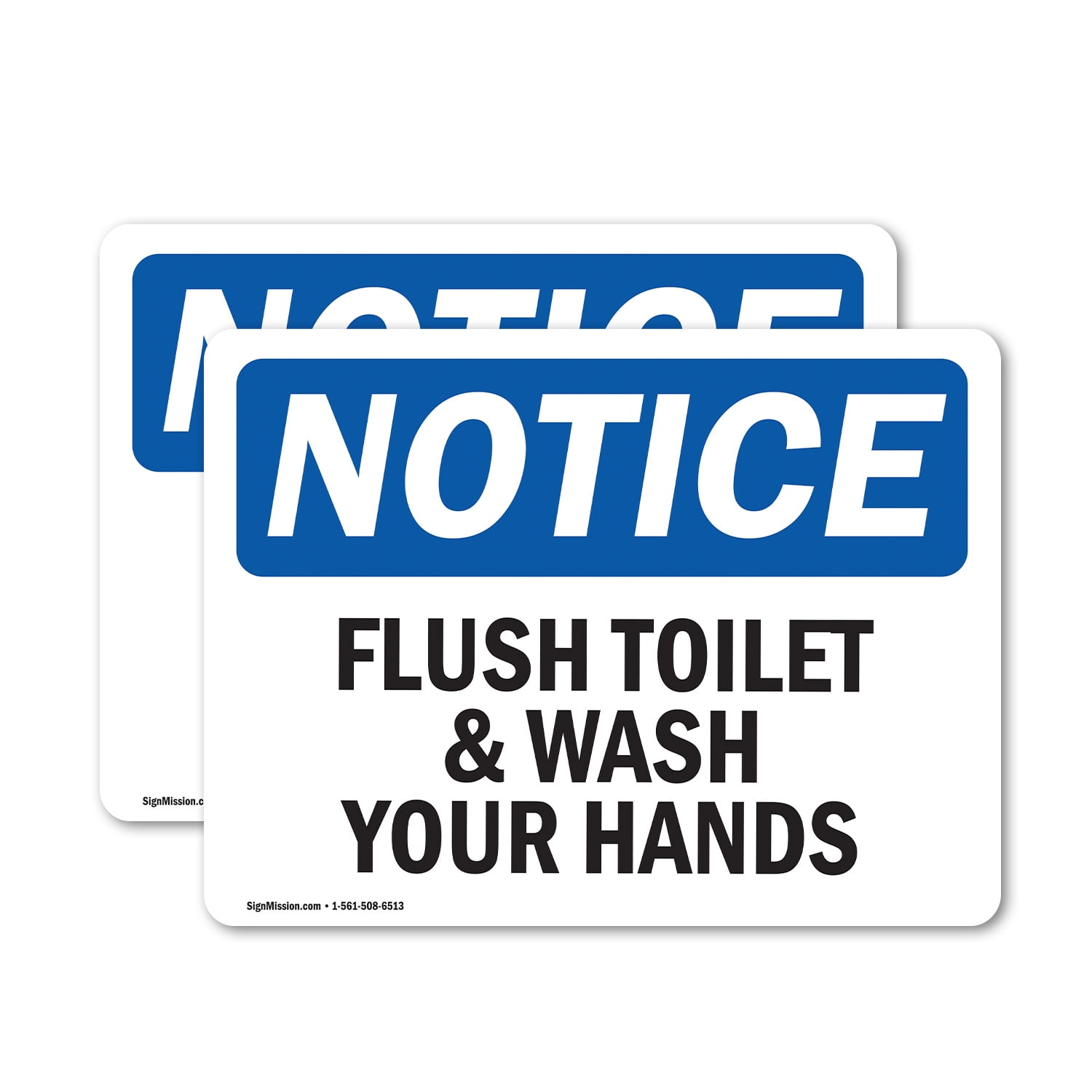 (2 Pack) Flush Toilet And Wash Your Hands OSHA Notice Sign 10 Inch X 7 ...