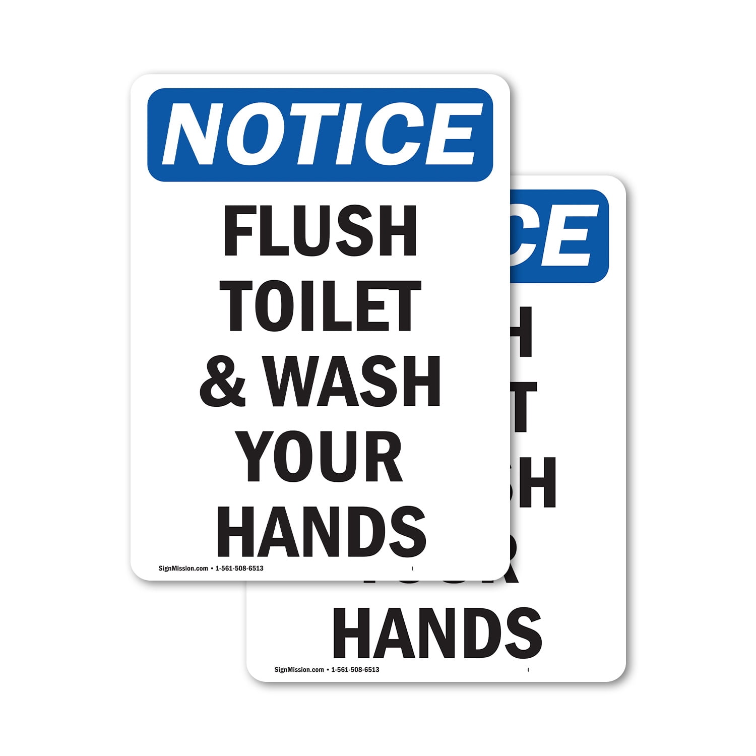 (2 Pack) Flush Toilet And Wash Your Hands OSHA Notice Sign 7 Inch X 10 ...