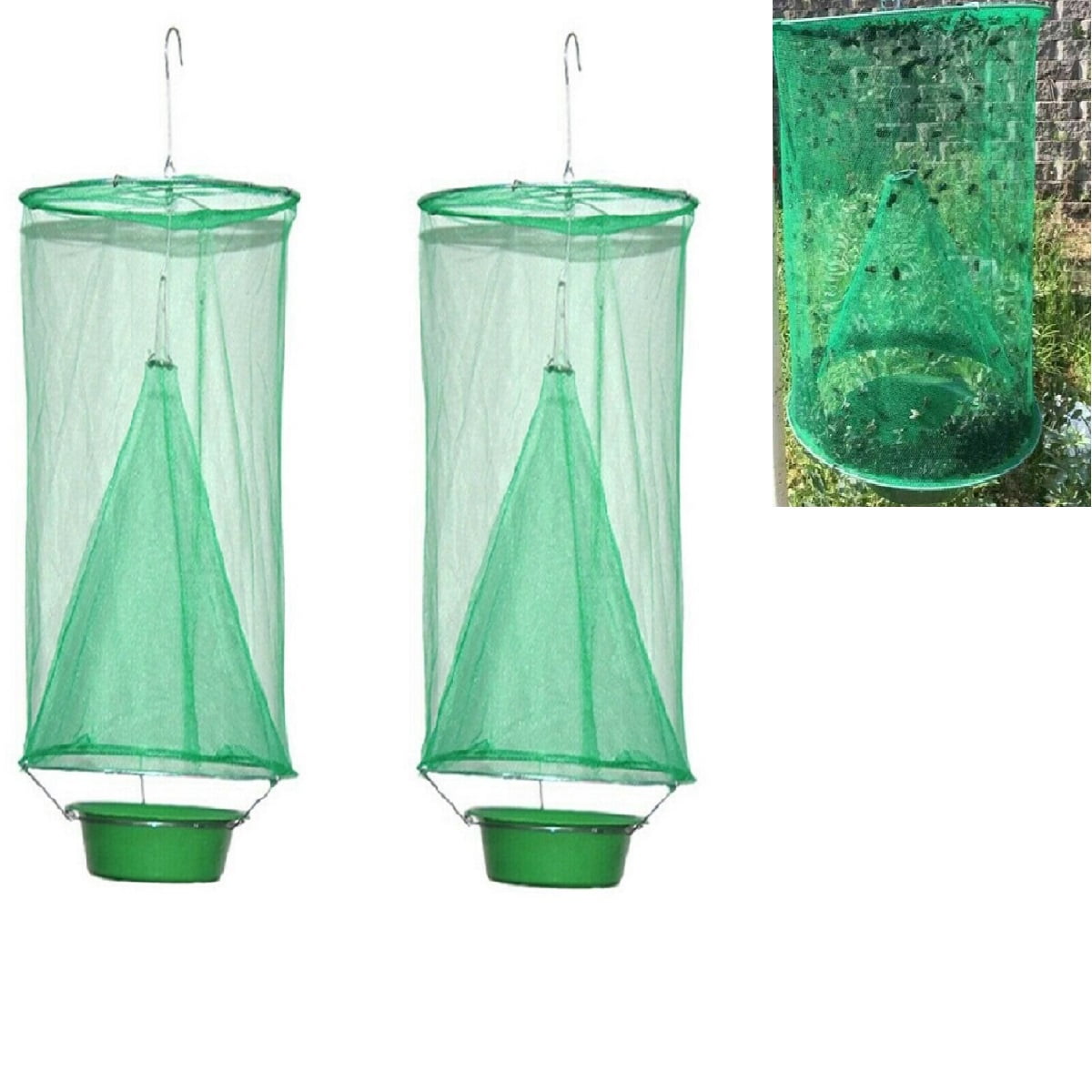 2 Pack Fly Trap Garden Ranch Orchard Trap Outdoor Hanging Reusable with ...