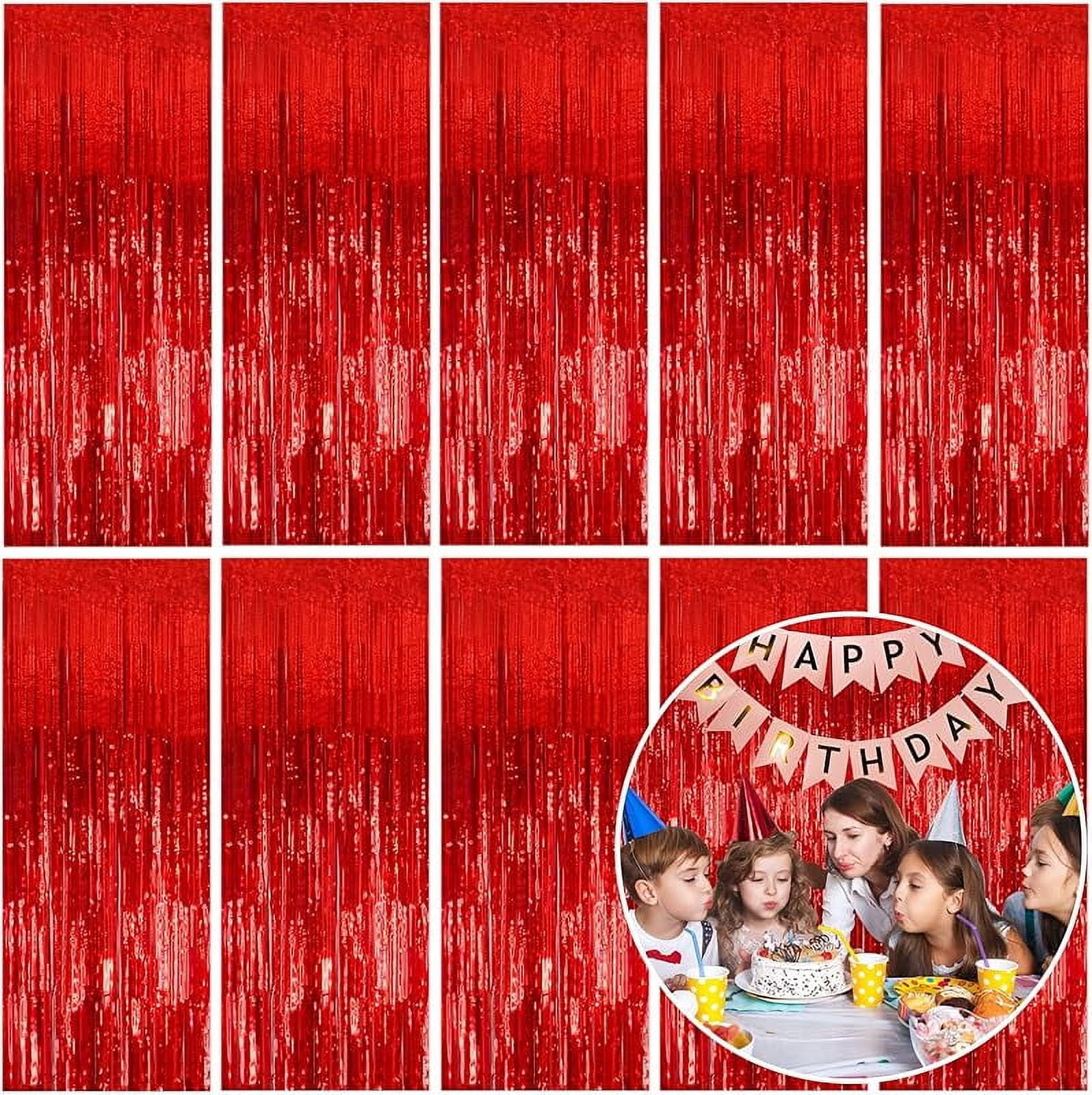 2 Pack Foil Curtain Backdrop Silver Metallic Tinsel Foil Fringe ...