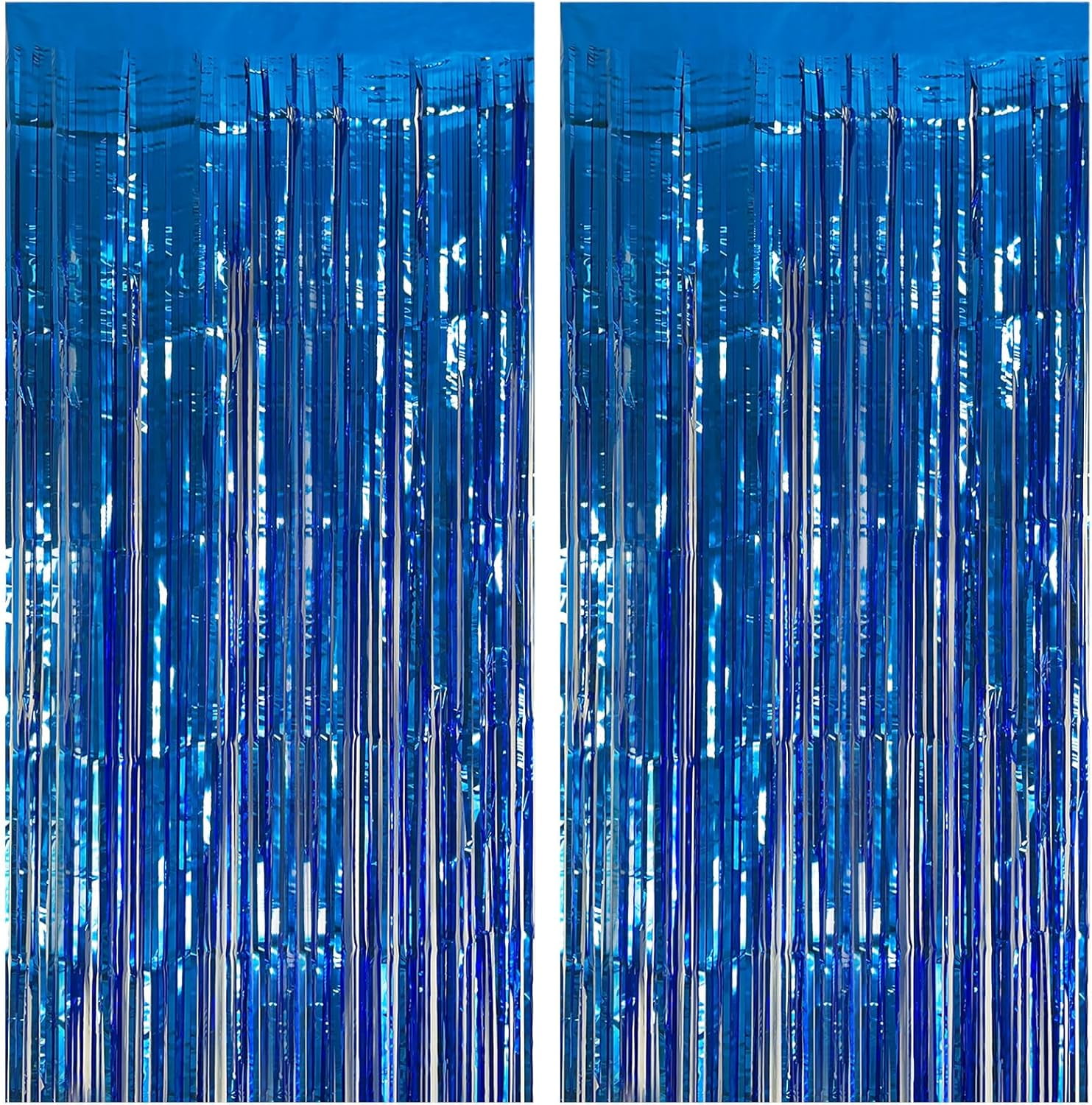 2 Pack Foil Curtain Backdrop Silver Metallic Tinsel Foil Fringe ...