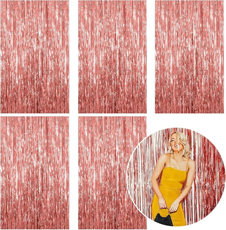 2 Pack Foil Curtain Backdrop Silver Metallic Tinsel Foil Fringe ...