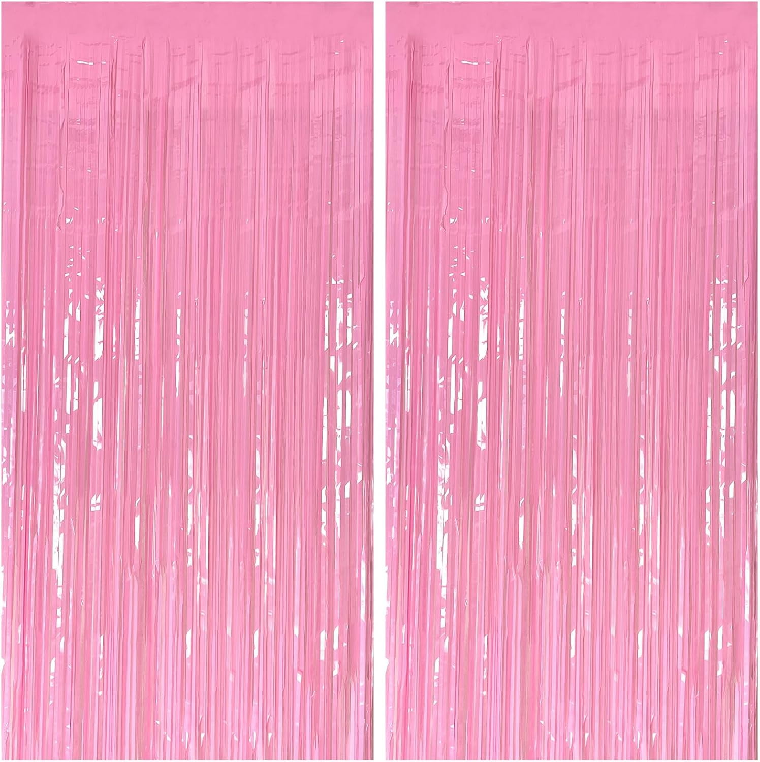 2 Pack Foil Curtain Pink Backdrop Streamers Metallic Tinsel Fringe ...