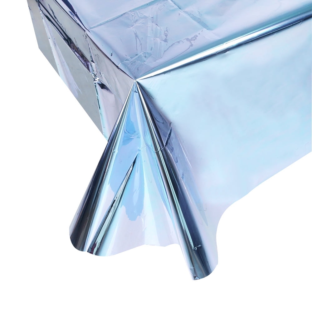 2 Pack Foil Tablecloth Table Cover Shiny Plastic Tablecloth Party Table ...