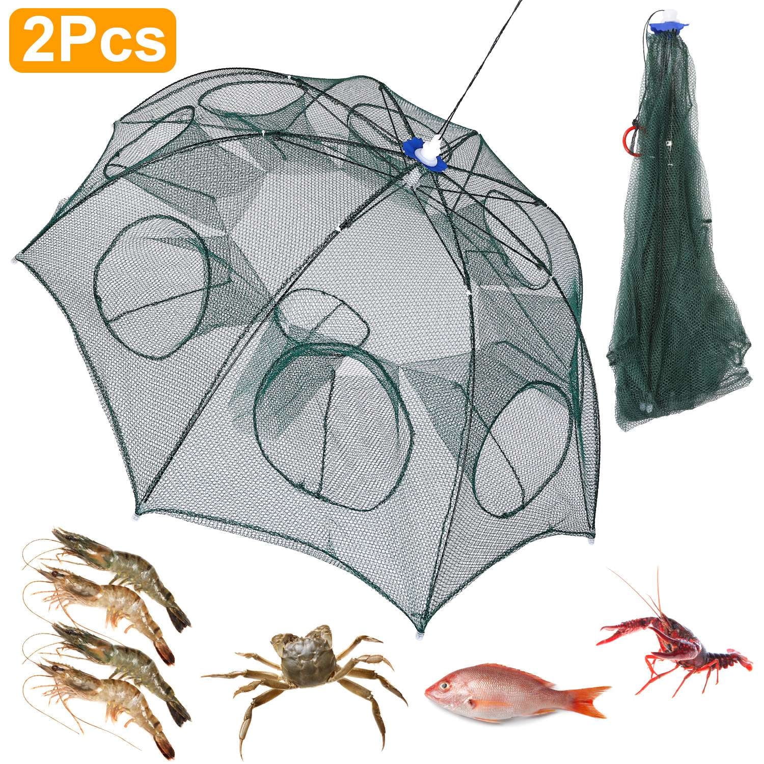 2 Pack Foldable Bait Trap Fishing Net 8 Hole Portable Minnow Bait Net ...