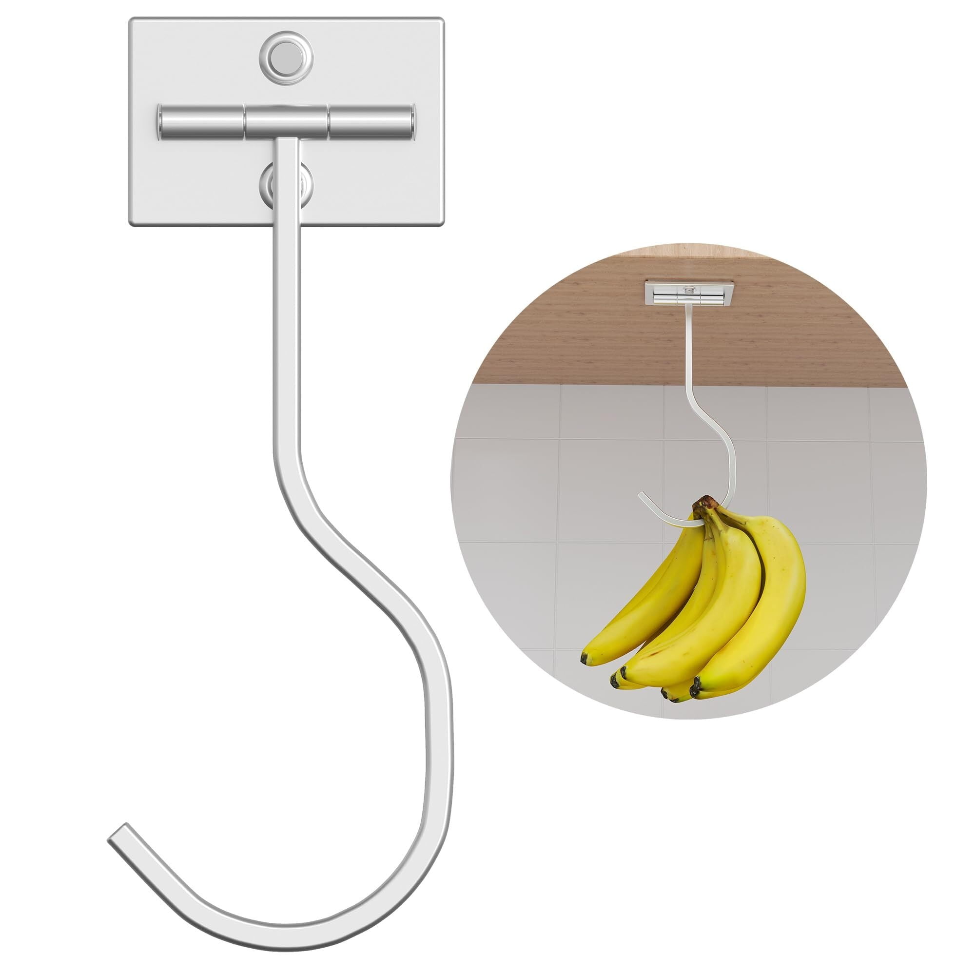 2 Pack Foldable Banana Hook - Adhesive and Magnetic Hanger Under ...